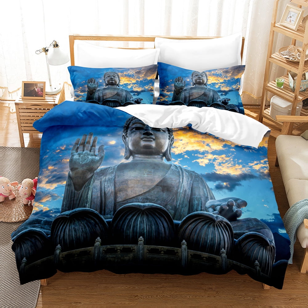 VAVIP Giant Buddha Statue Bedding Set 3D Buddha Believer Room Duvet Cover Pillowcases 2/3 Pieces ...