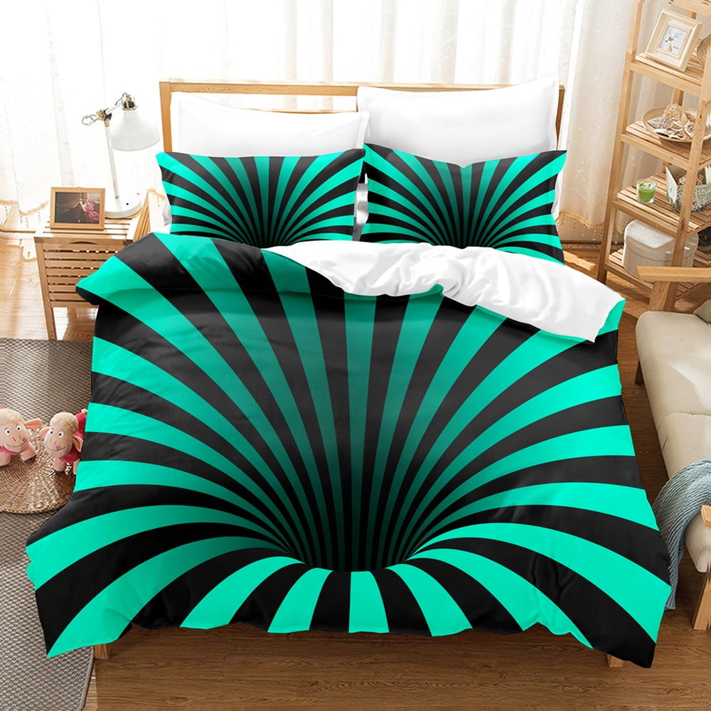 VAVIP Green Horn Stripe Pattern 3D Bedding Set Abyss Pattern Duvet ...