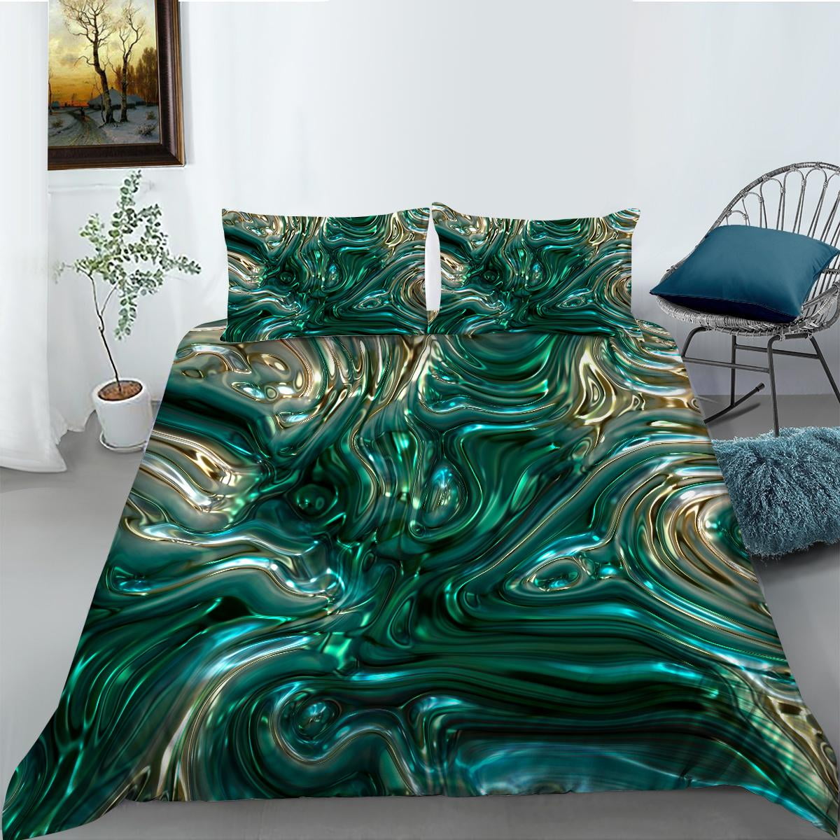 VAVIP Green Mudslide Bedding Set 3D Duvet Cover and Pillow Case 2/3pcs ...