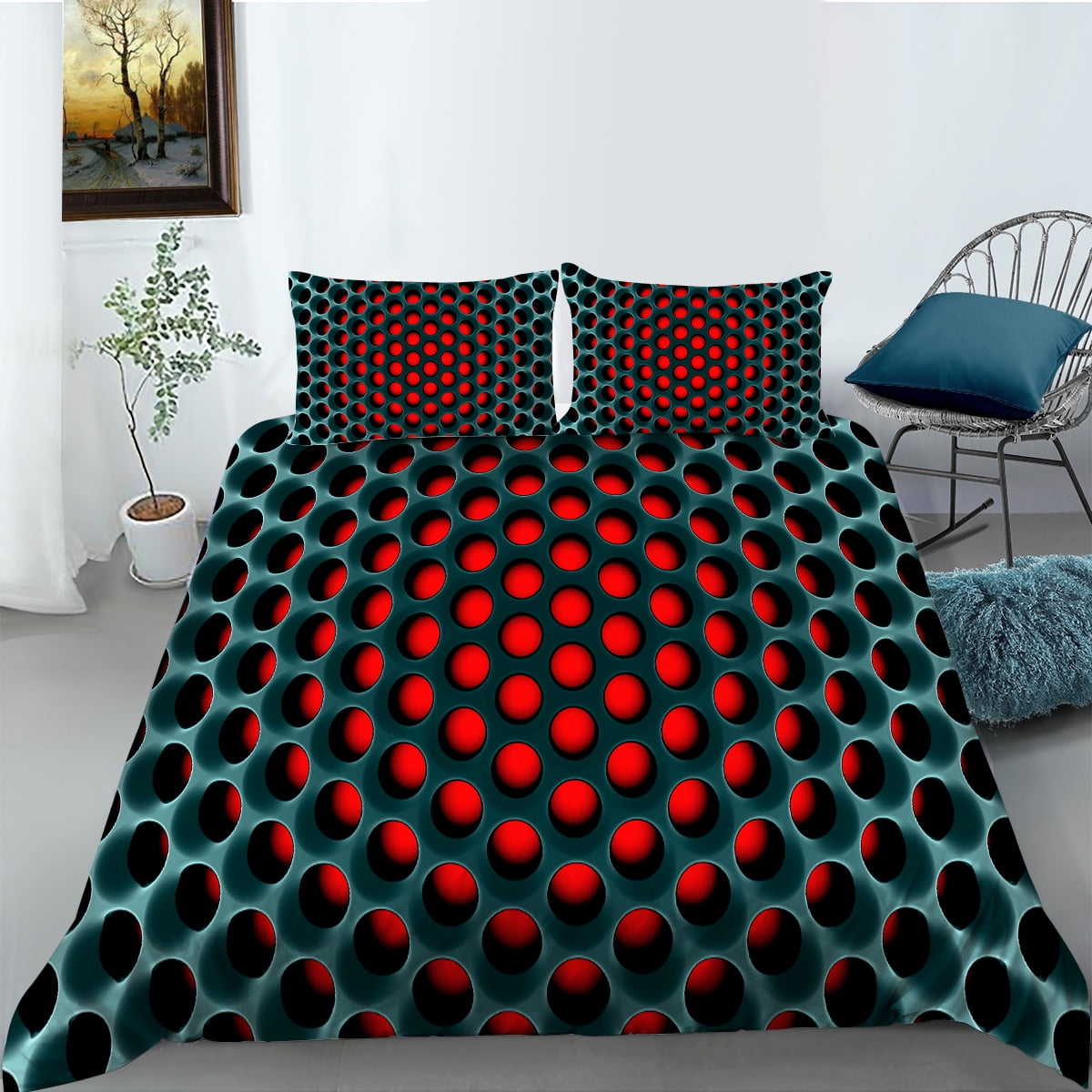 VAVIP Luxury Honeycomb Pattern Bedding Set 3D Printed 100% Polyester ...