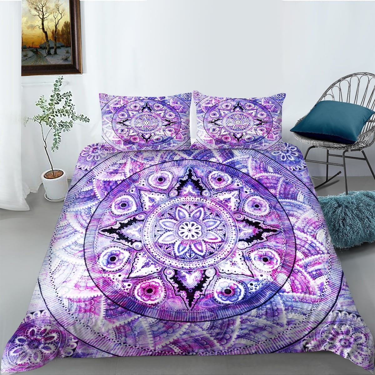 VAVIP Purple Bohemian Bedding Set 3D Printed Duvet Cover Pillow Case 2 ...