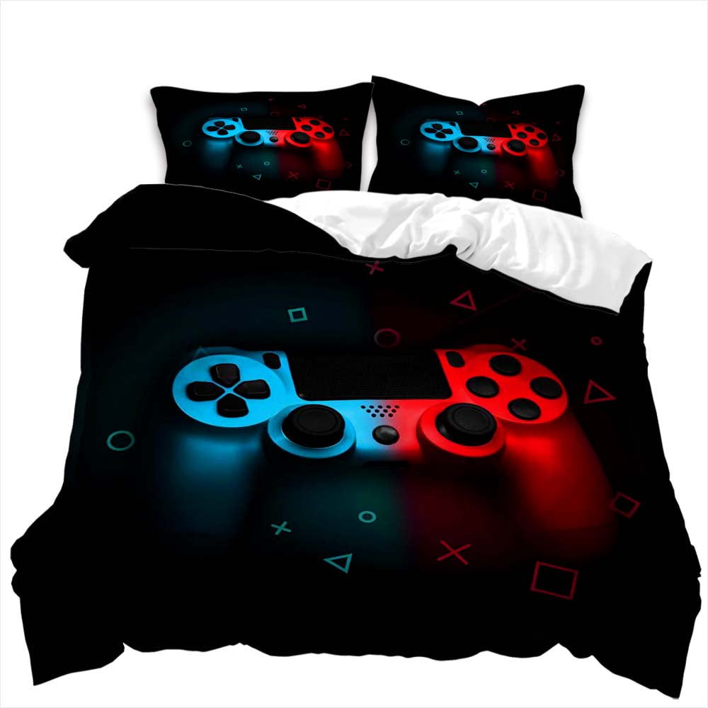 VAVIP Red and Blue Game Controller Bedding Set 3D Gamer Quilt Cover and ...