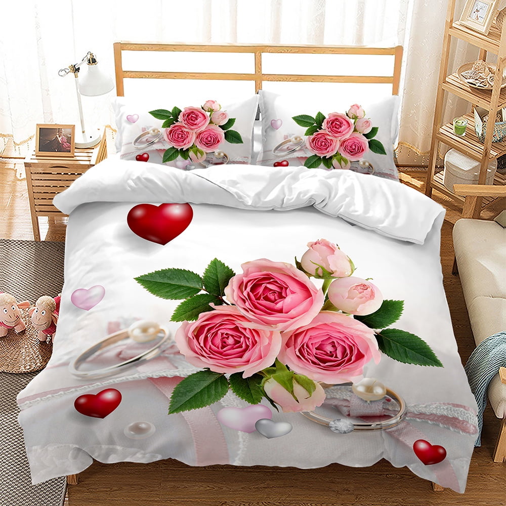 VAVIP Soft Rose Bedding Set 3D Printed Couple's Newly Married Room ...