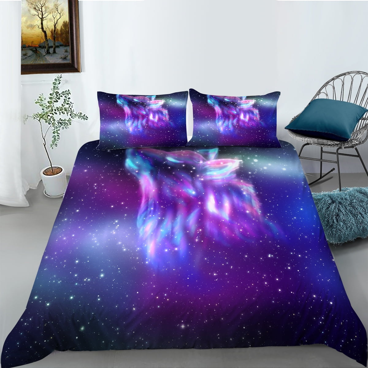VAVIP Starry Sky Animal Bedding Set 3D Aurora Duvet Cover Pillow Case 2 ...