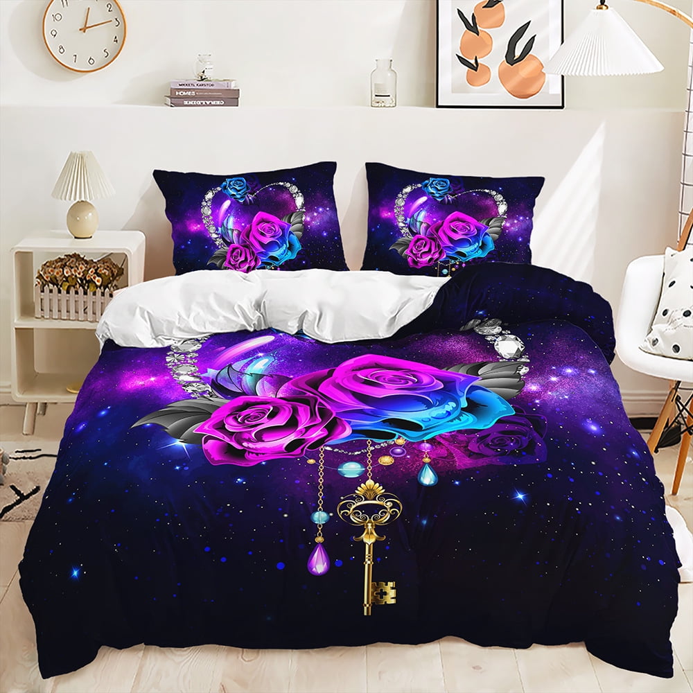 VAVIP Starry Sky Bedding Set 3D Rose Duvet Cover Pillow Case 2/3pcs ...