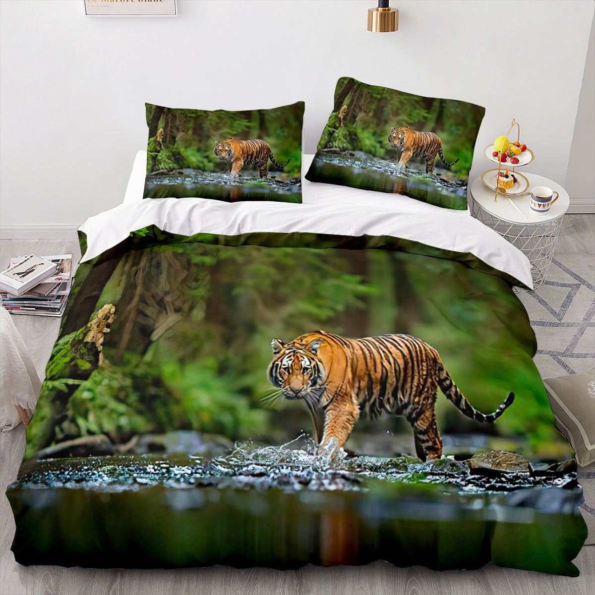 VAVIP Tiger Bedding Set 3D King of Beasts Duvet Cover Pillow Case 2 ...