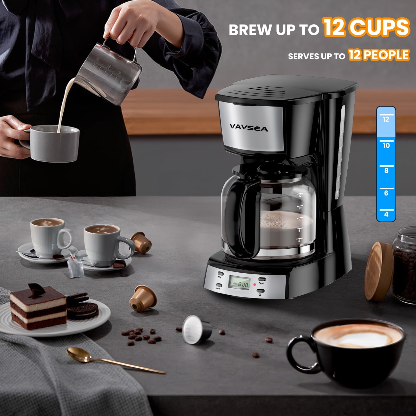 VAVSEA 900W 12 Cup Programmable Coffee Maker - Walmart.com