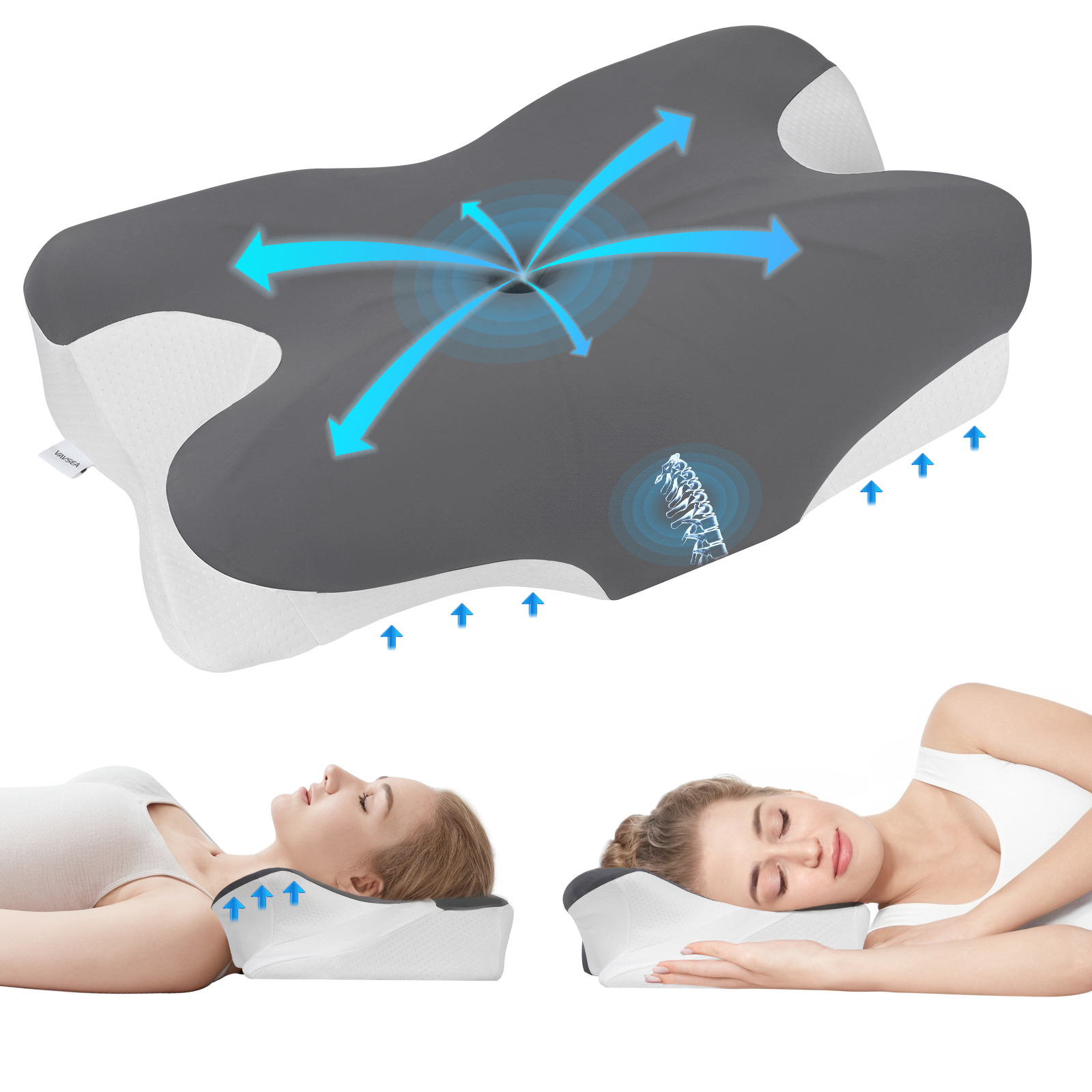 DONAMA Cervical Neck Pillow for Pain Relief Sleeping,Memory Foam Pillow ...