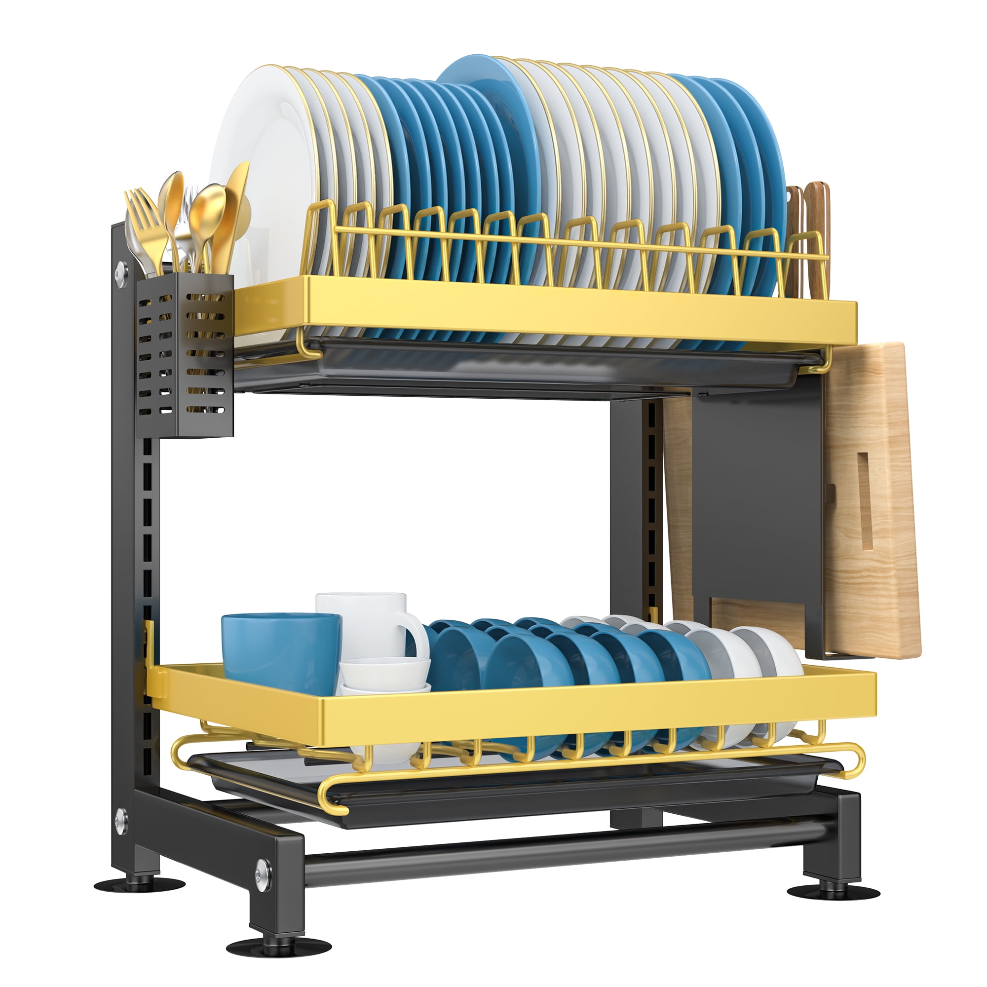 Ktaxon Kitchen Stainless Steel Dish Cup Drying Rack Holder 2-Tier Dish ...