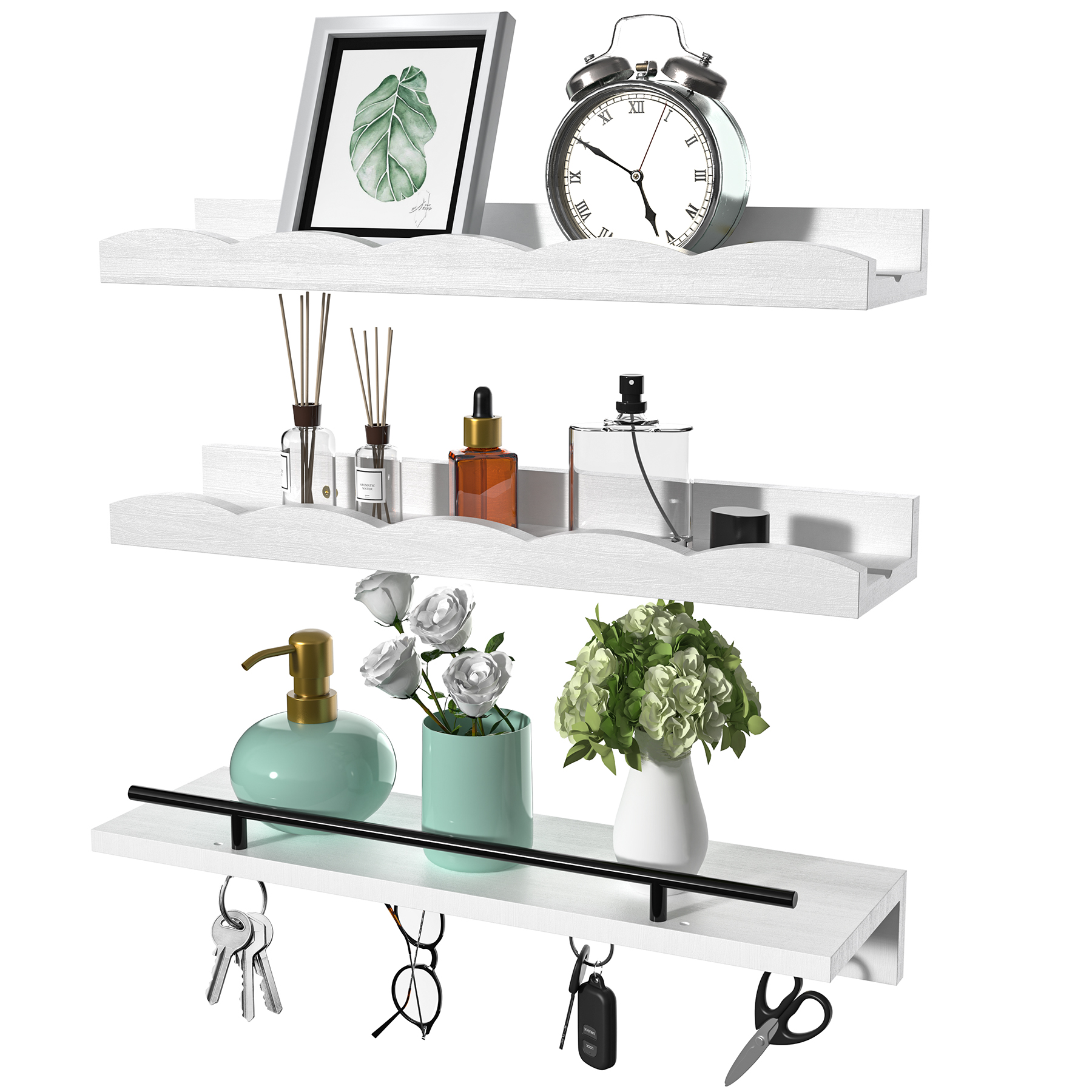 Melannco Floating Wall Mounted Molding Shelf, Set of 2 in Black ...