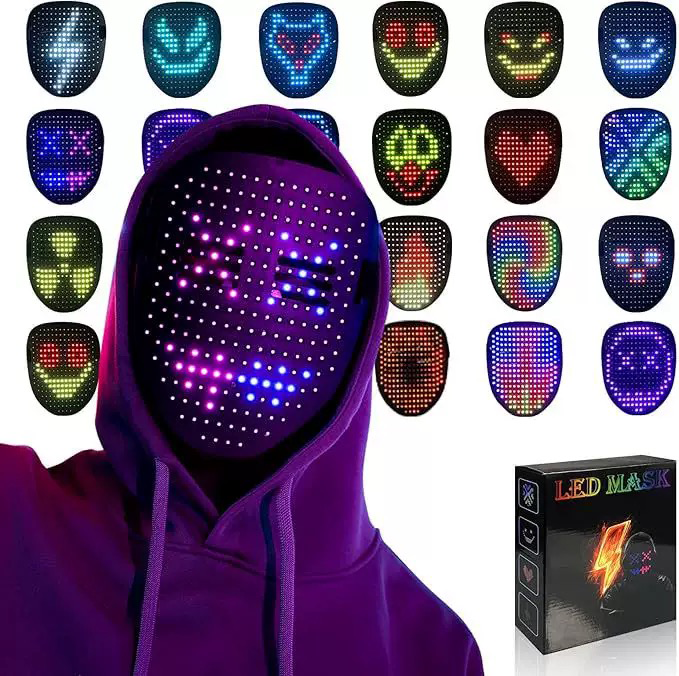 VAVSEA Halloween LED Mask, Halloween Mask, Light-Up Mask with Gesture ...