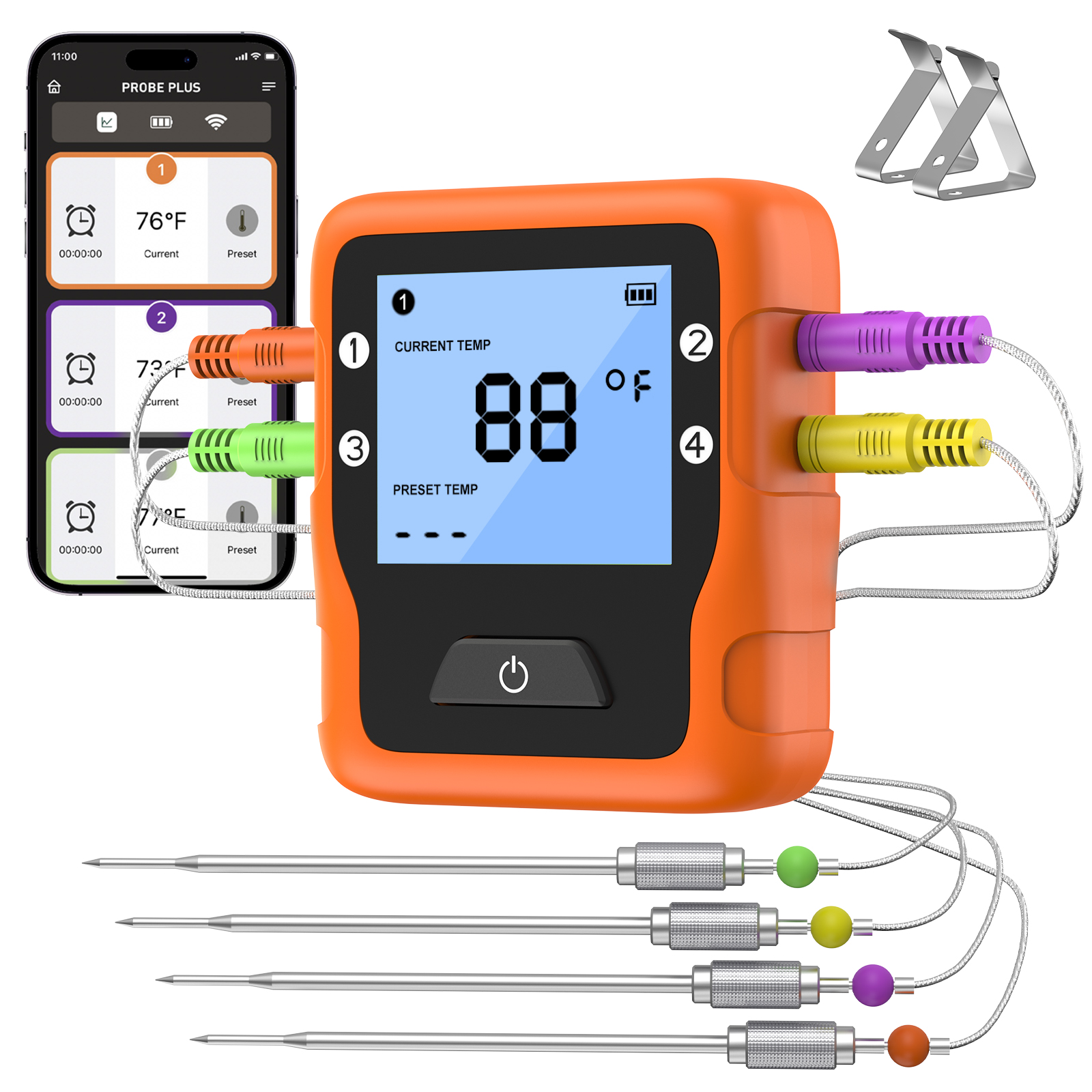Taylor Digital Wired Probe Programmable Meat Thermometer with Timer ...