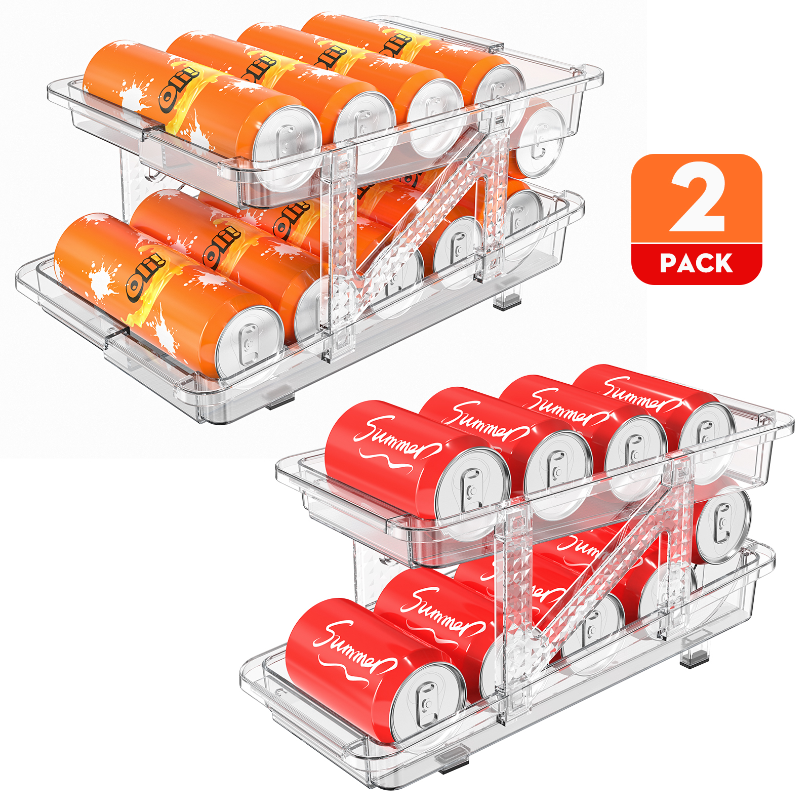 2 Pack Stackabale Fridge & Freezer Safe Soda Bottle Holder Space Saver ...
