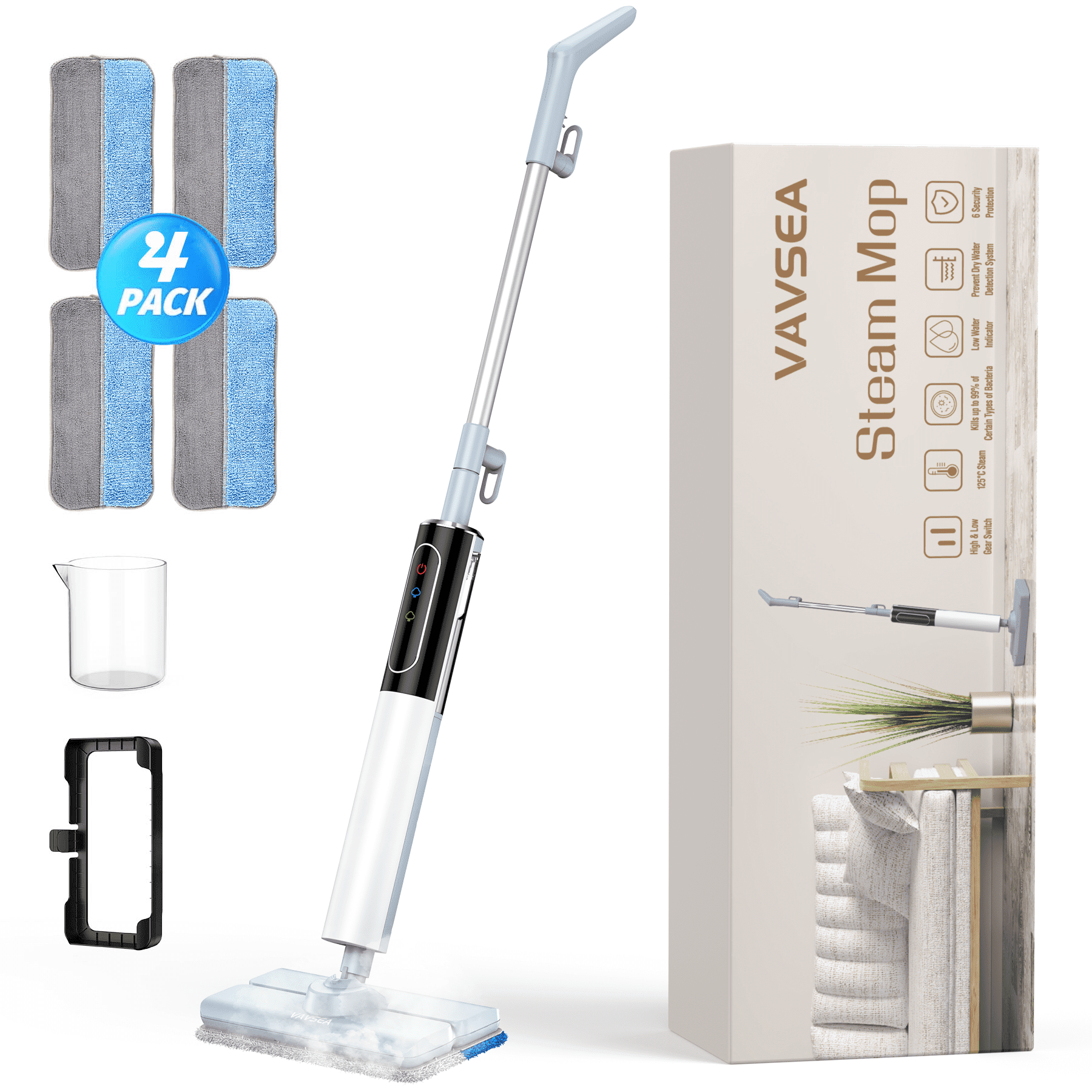 VAVSEA Steam Mop, Floor Steamer with 4 Washable Pads, Steam Cleaner for ...