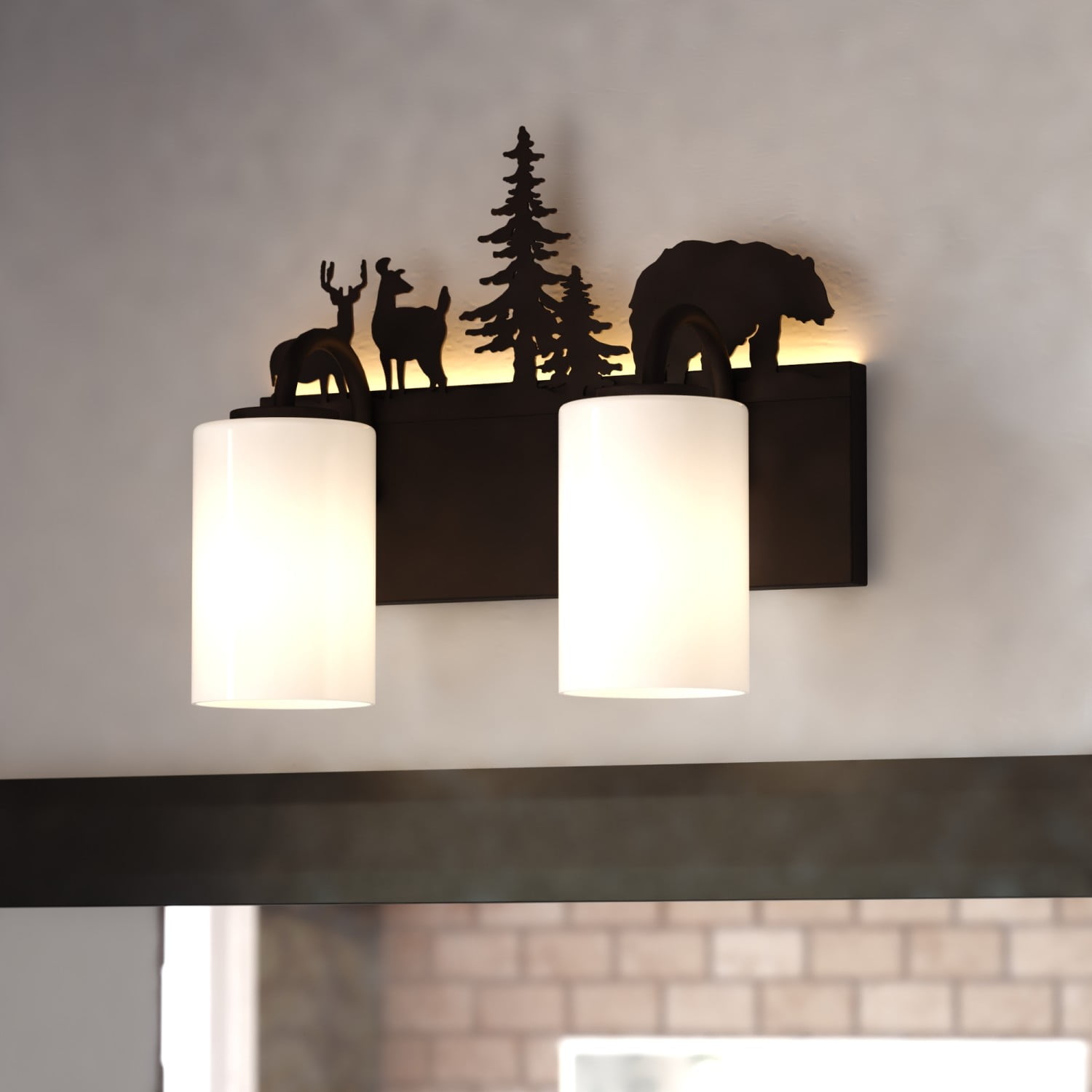 VAXCEL Acadia 2-Light Bronze Rustic Bathroom Vanity Fixture with ...