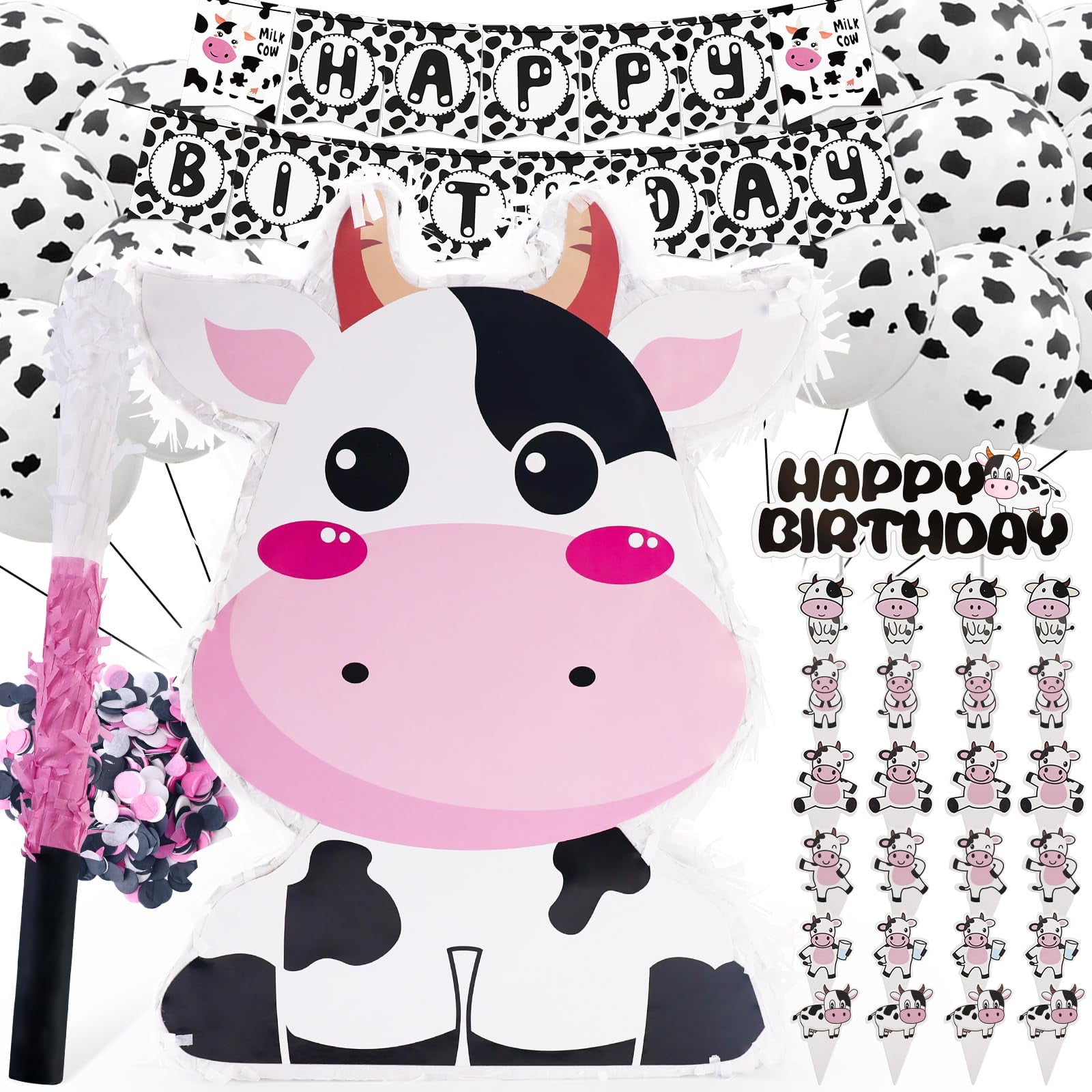 VBACALA Cow Pinatas Bundle SSF20 with Blindfold Stick, Ballon, Bat ...