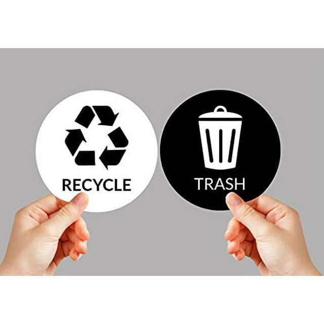 VBAP CORP Recycle Trash Bin Sticker - (Pack of 4) 3" Round Logo Sign ...