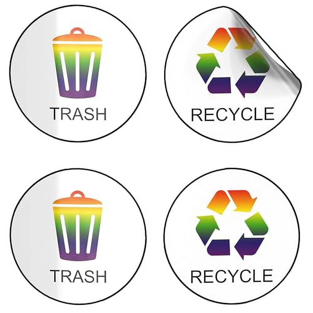 VBAP CORP Recycle Trash Bin Sticker - (Pack of 4) 3" Round Logo Sign ...
