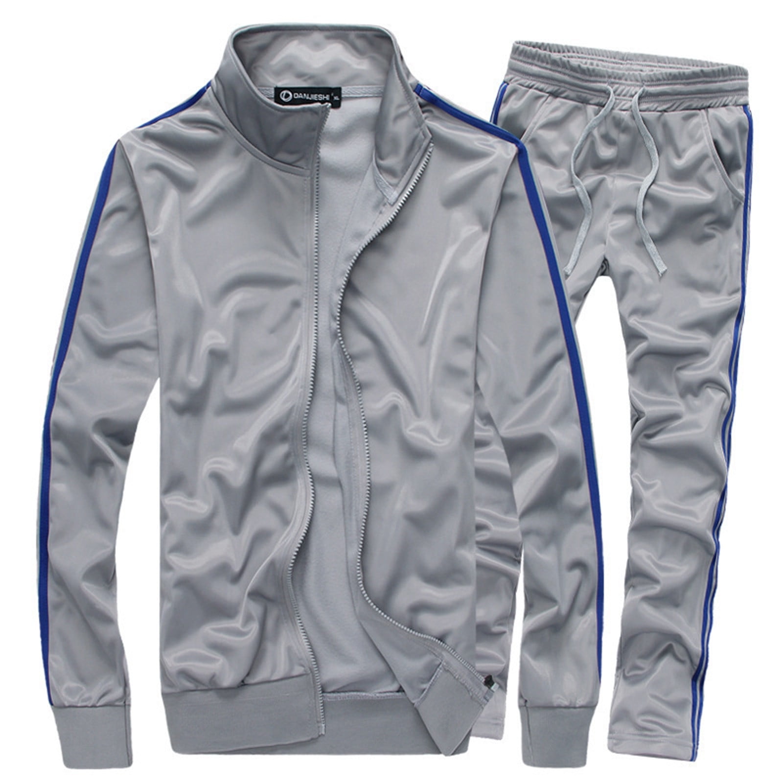 VBARHMQRT 2 Piece Set for Men Linen Casual Tracksuit Full Zip Running ...