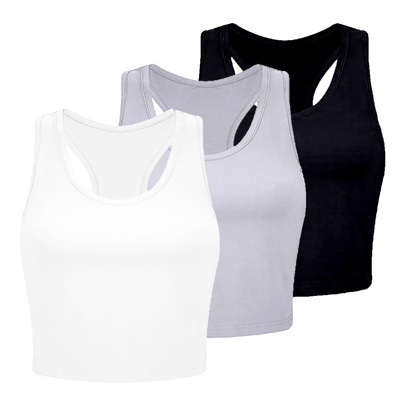 Vbarhmqrt Camisole Tops For Women Lace Trim 3 Piece Tank Tops Ribbed