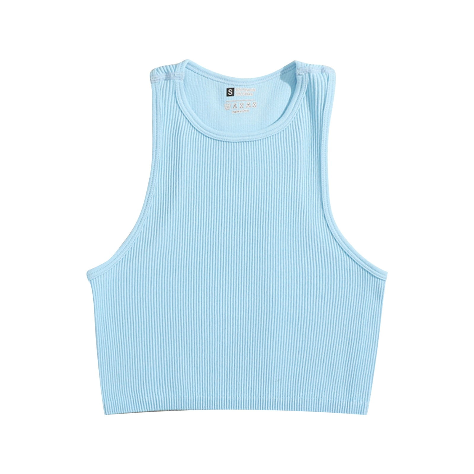 Vbarhmqrt Crop Tank Top With Built In Bra Womens Summer Casual Fashion