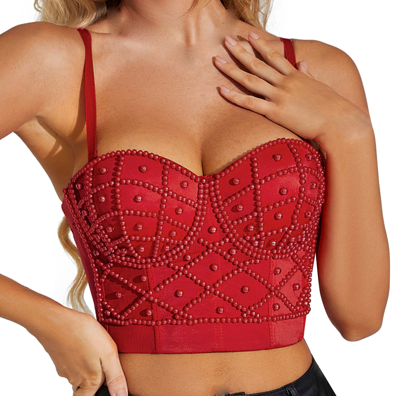Vbarhmqrt Crop Tank Tops With Built In Bras Womens Corset Top Bustier