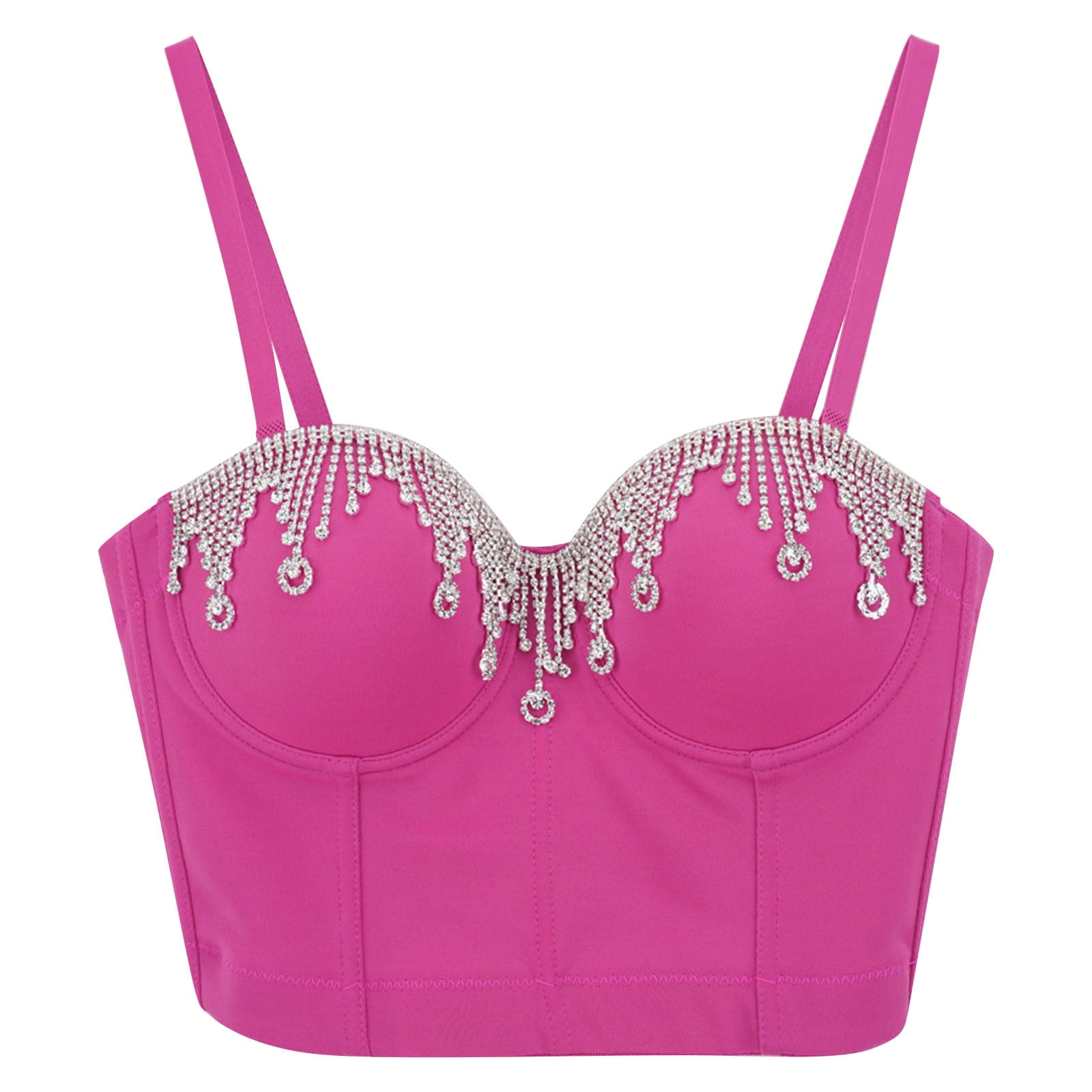 Vbarhmqrt Cropped Tank Tops Sexy Deep V With Encrusted Shape And Shape