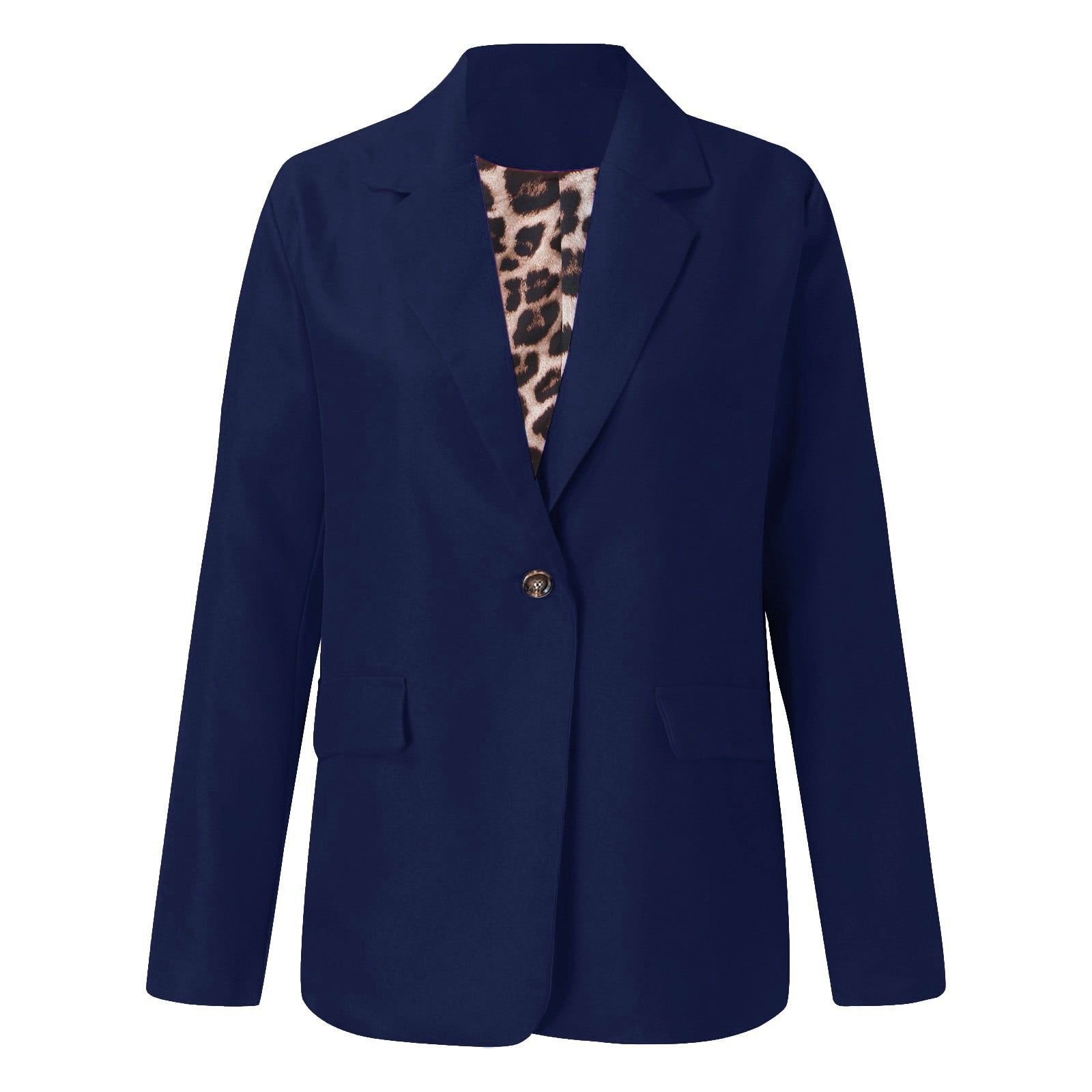 VBARHMQRT Denim Blazer Ladies' Solid Color Slim Fit One Button Middle ...