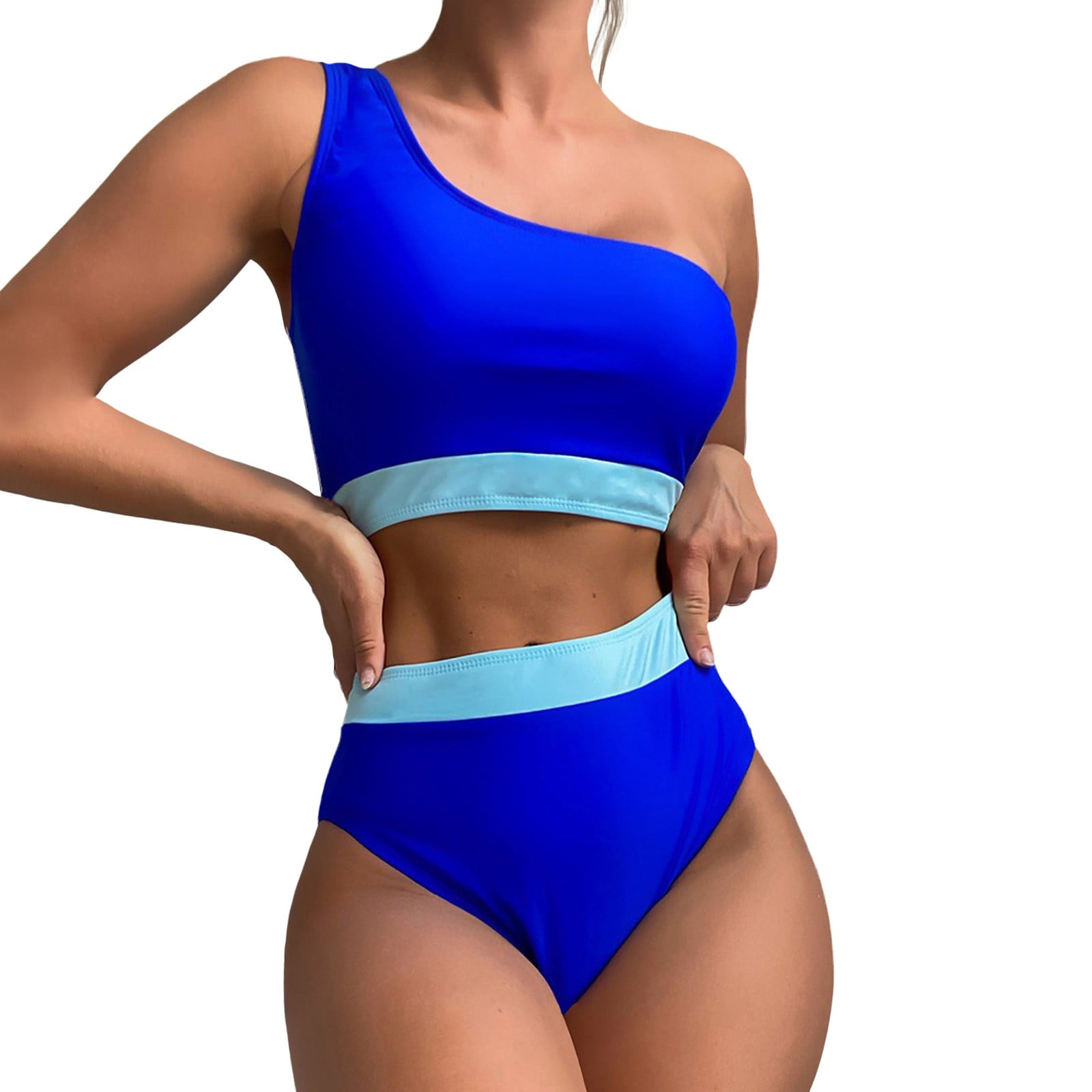 Vbarhmqrt Female 2 Piece Swimsuit For Women New Colored One Shoulder