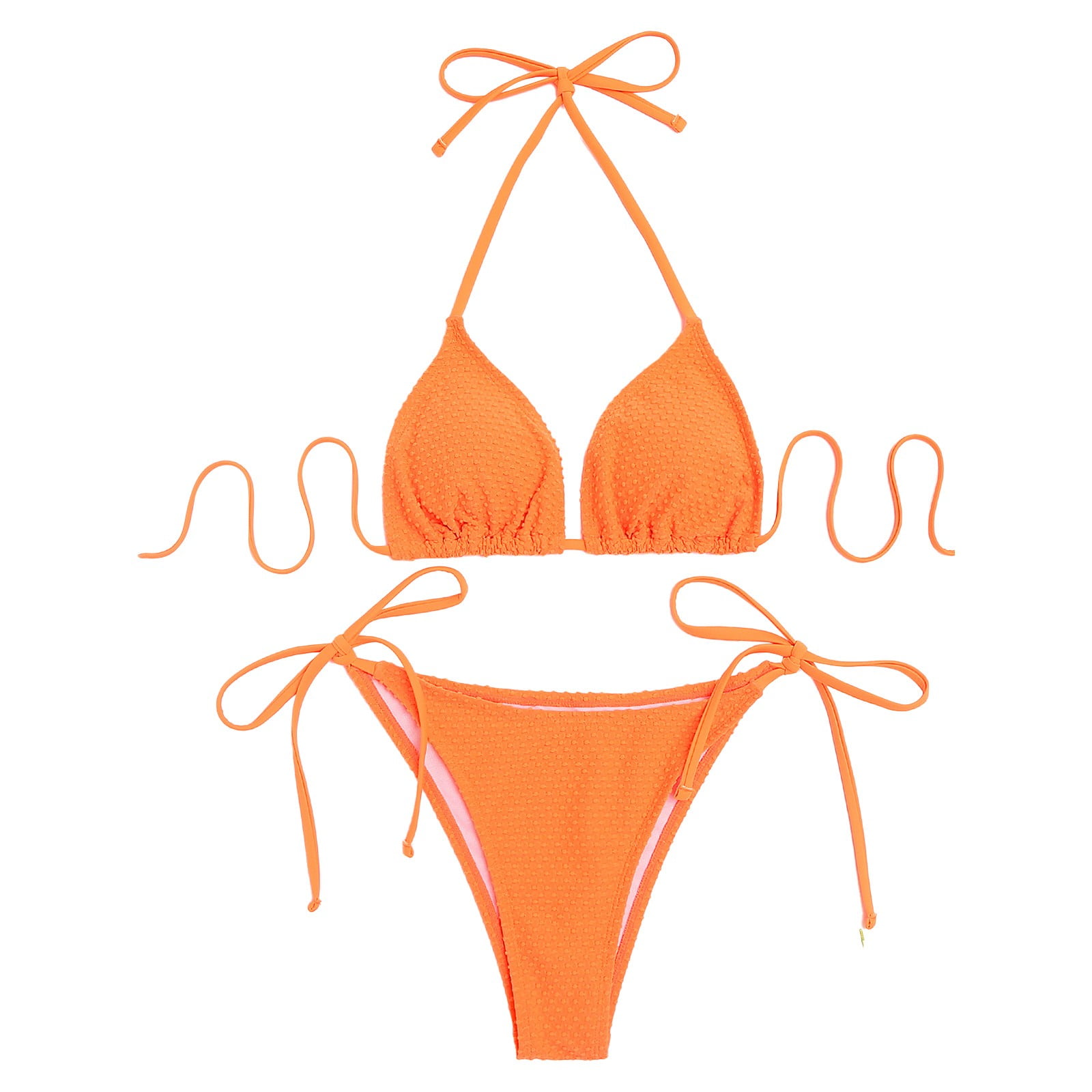 Vbarhmqrt Female 3 Piece Swimsuits For Women Lace Up Backless Sexy Bikini Split Swimsuit Two