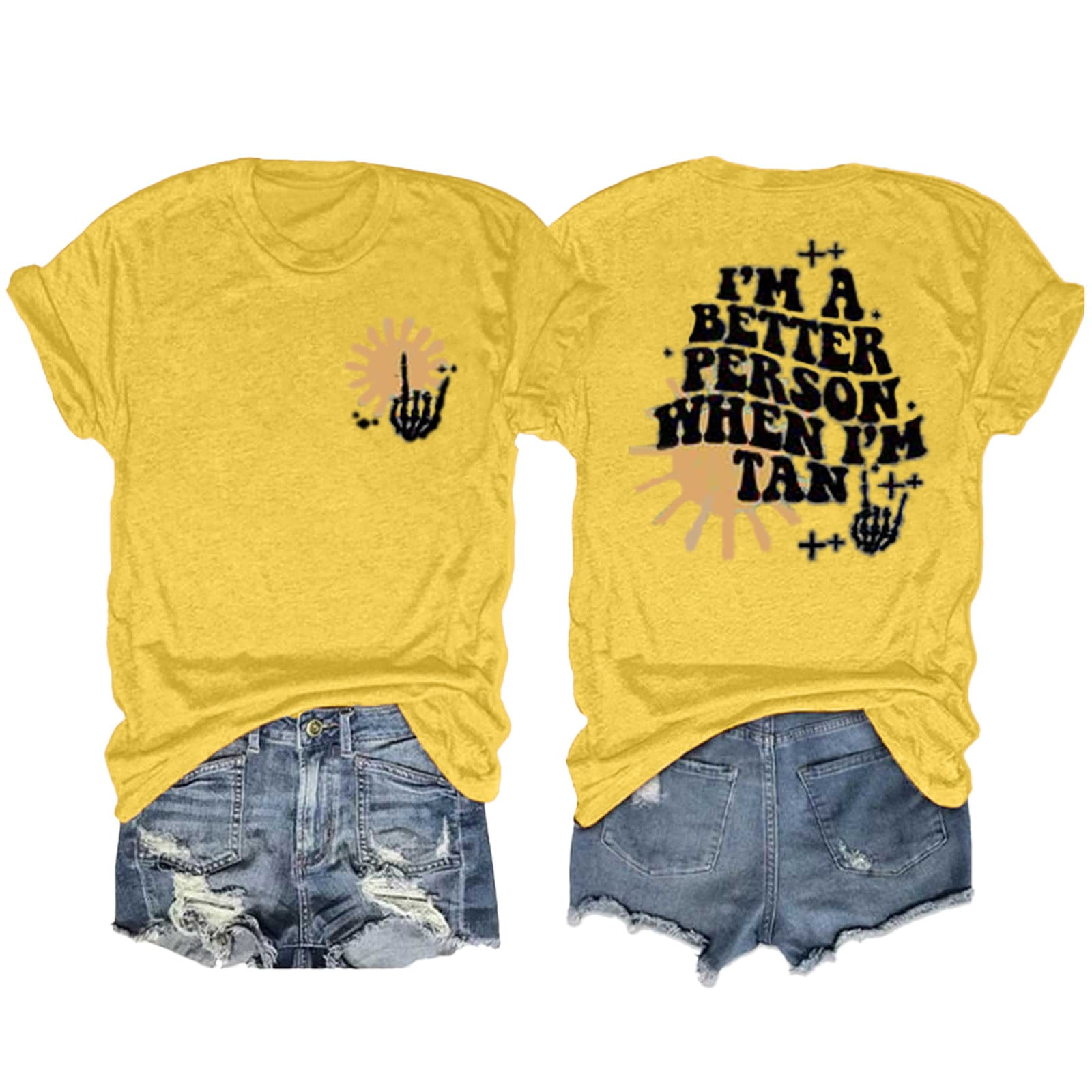 Vbarhmqrt Female Country Concert Tops Cute Letter Print Women T Shirt