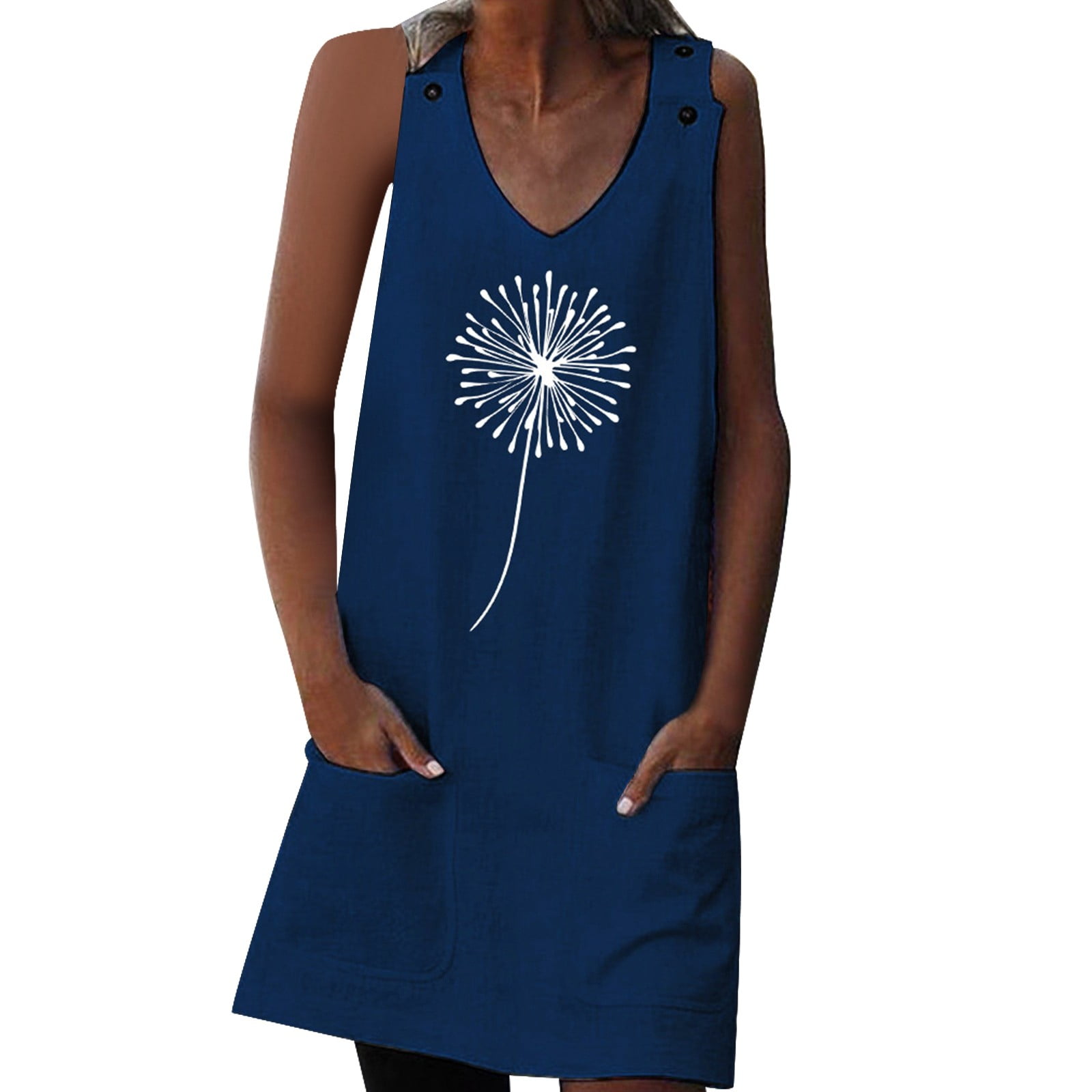 VBARHMQRT Female Dresses 2024 Women's Dandelion Floral Print Dress with ...