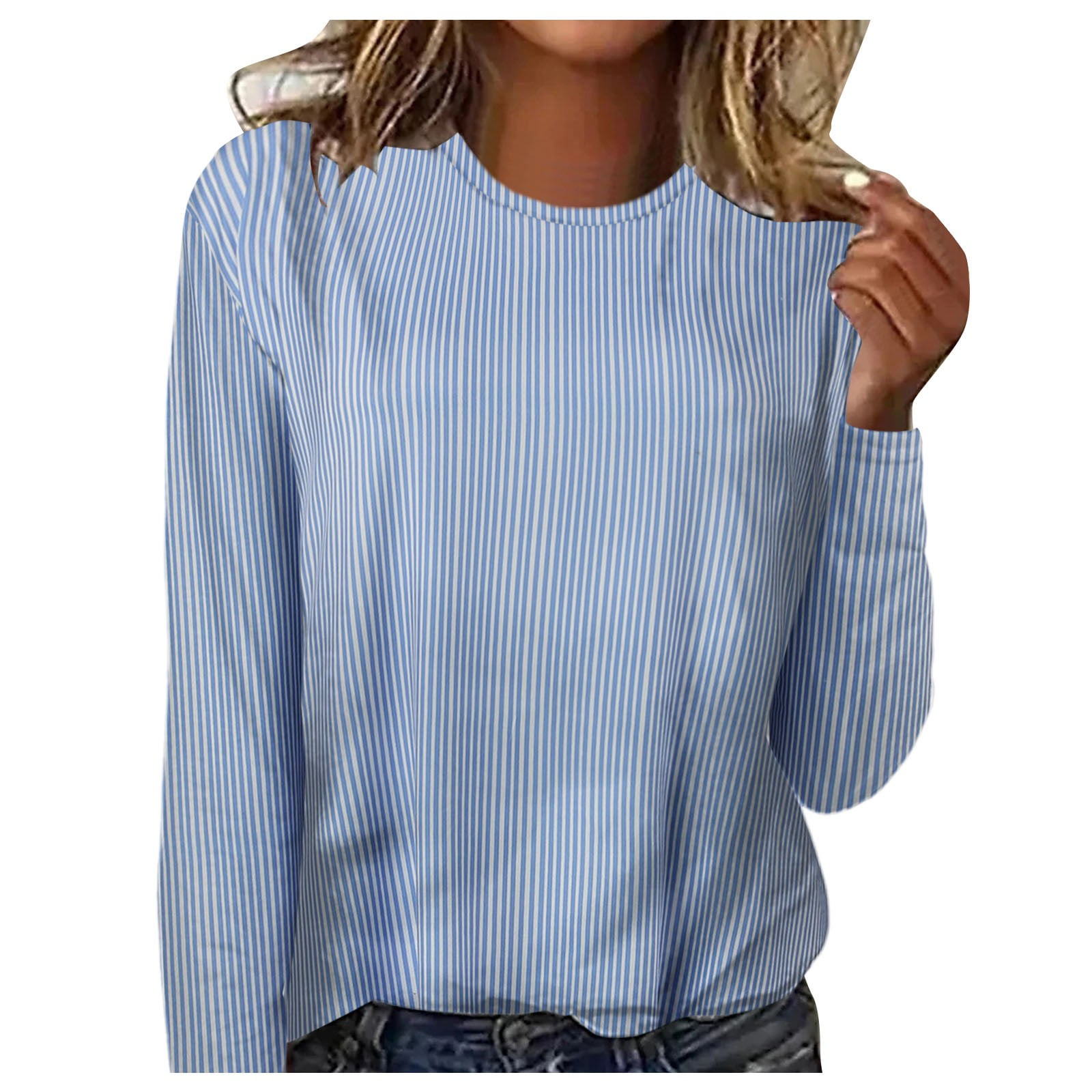 Vbarhmqrt Female Summer Tops For Women Trendy 2024 Womens Long Sleeve T Shirts Crew Neck Slim