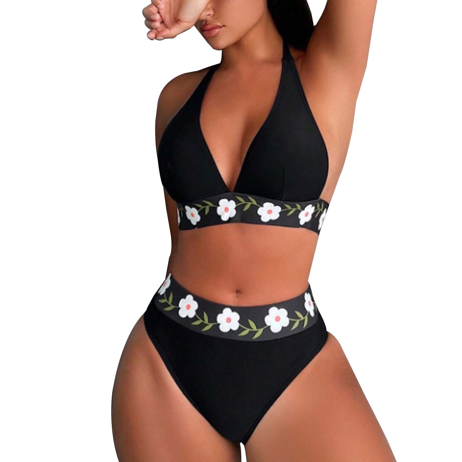 Vbarhmqrt Female Swimwear For Women 2024 2 Piece Black Panel With