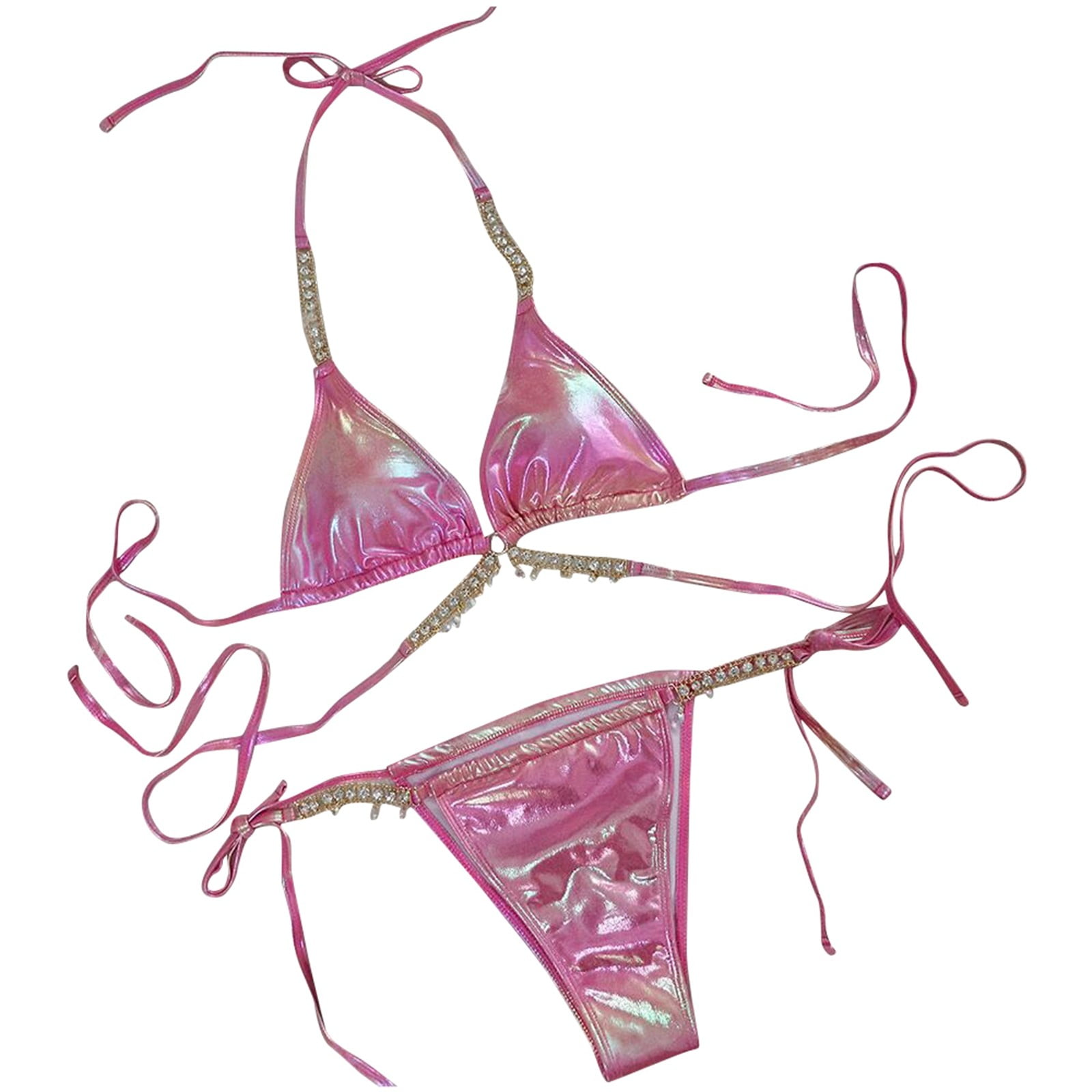 Vbarhmqrt Female Womens Swimsuits 2 Piece Set Crystal Bikini Sexy Hot