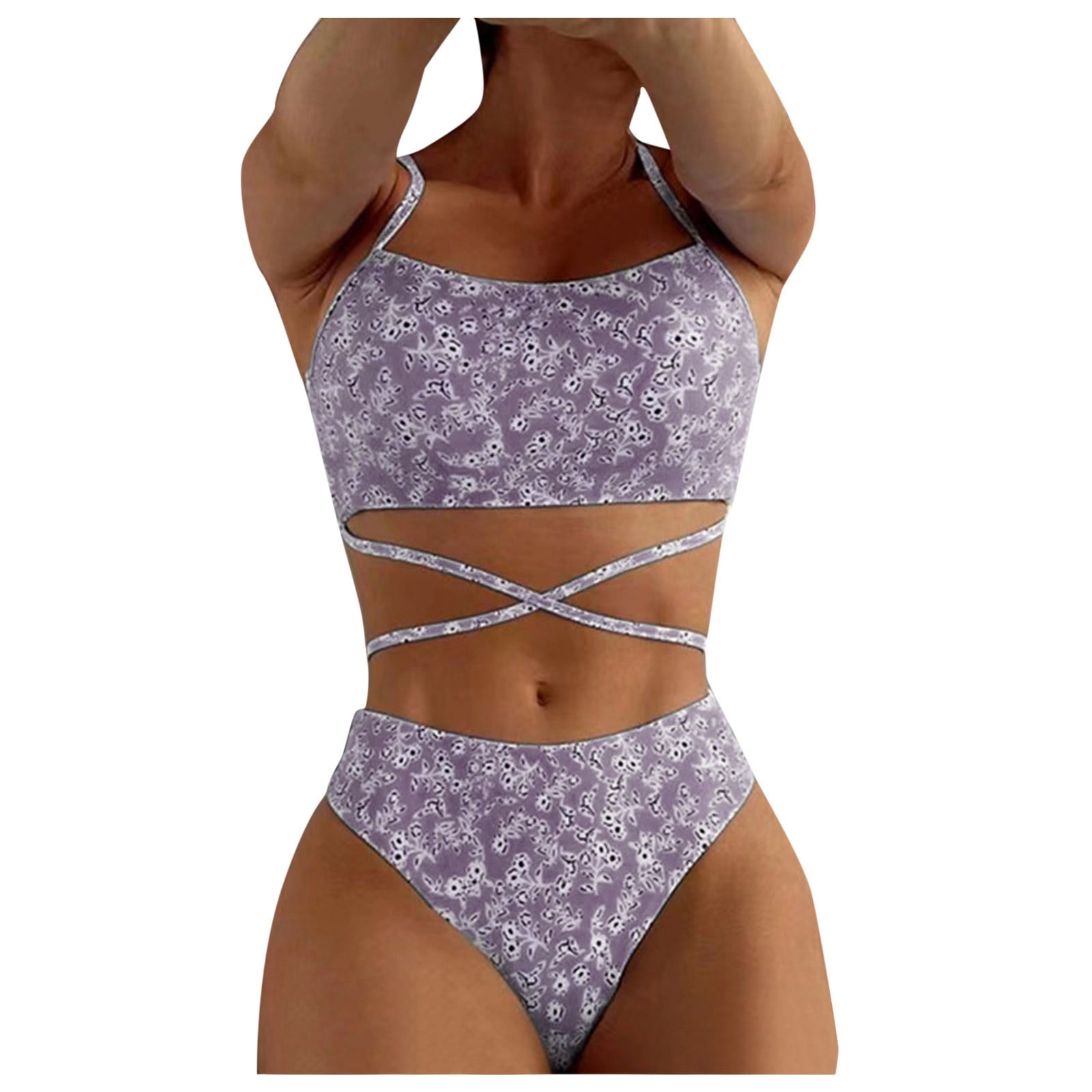 Vbarhmqrt Female Womens Swimwear 2024 2 Pieces Sexy Multi Color Split