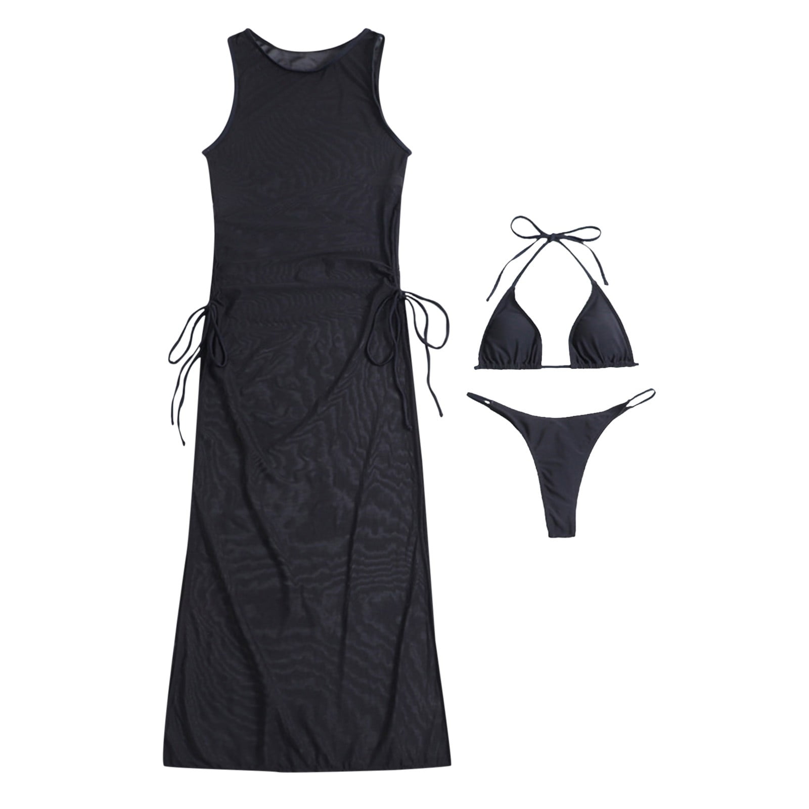 Vbarhmqrt Female Womens Two Piece Swimsuit 2024 Solid Corlor 3 Piece