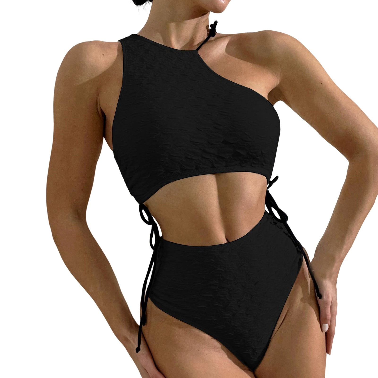 Vbarhmqrt Female Womens Two Piece Swimsuit Tight Fitting Lace Up Open Waist Split Body Swimsuit