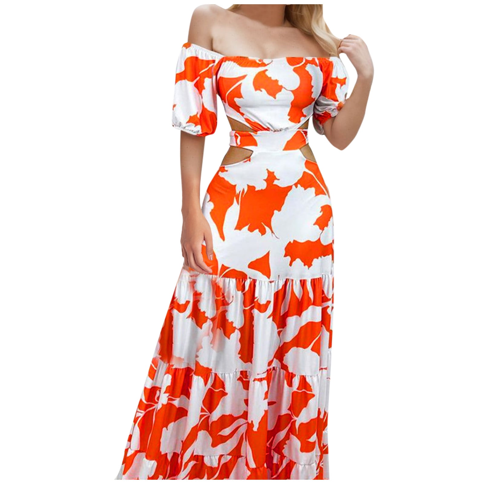 VBARHMQRT Floor Length Formal Dress Comfortable Dresssolid Color Open ...