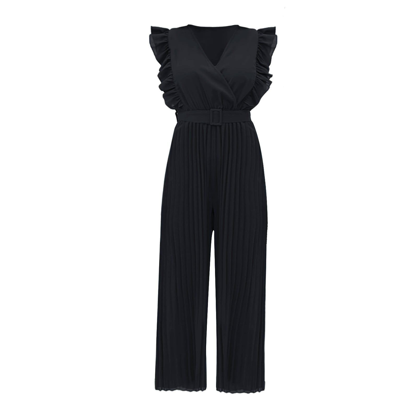 VBARHMQRT Full Body Jumpsuit Plus Size Flare Summer Casual V Neck ...