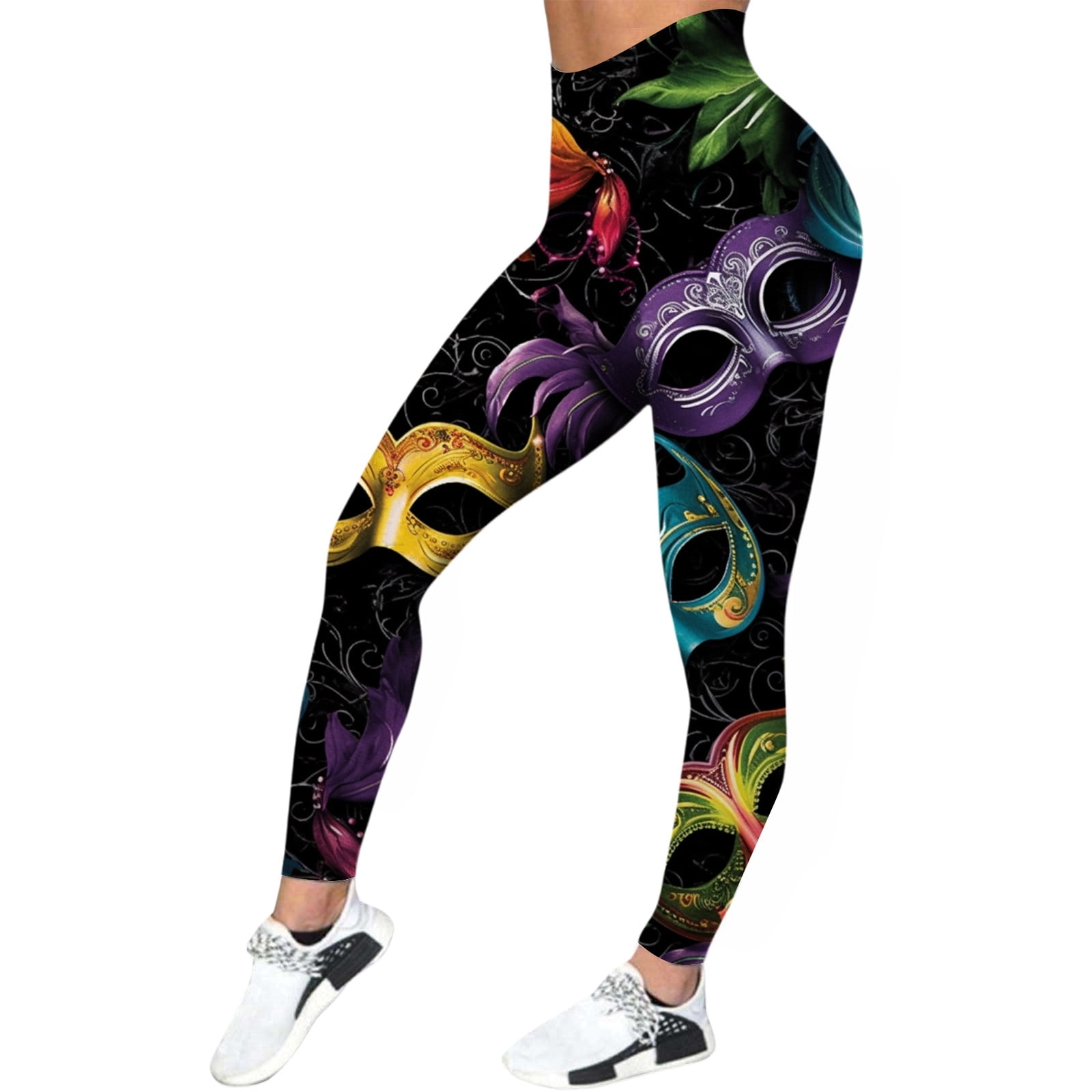 VBARHMQRT High Waisted Leggings with Pockets Carnival Colorful Casua ...