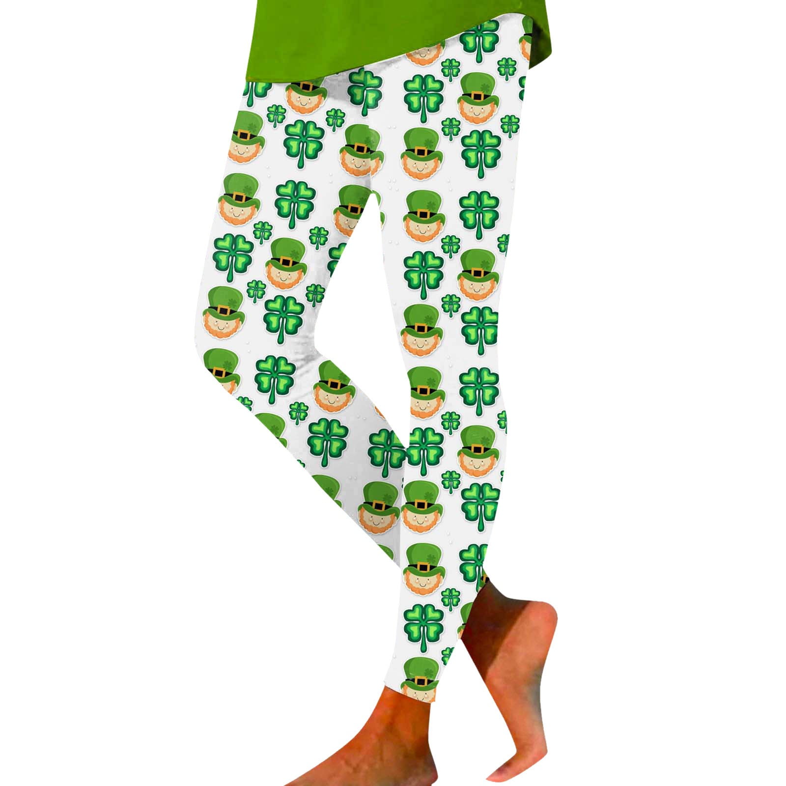 Vbarhmqrt Leggings With Pockets For Women Paddystripes Good Luck Green Pants Print Leggings