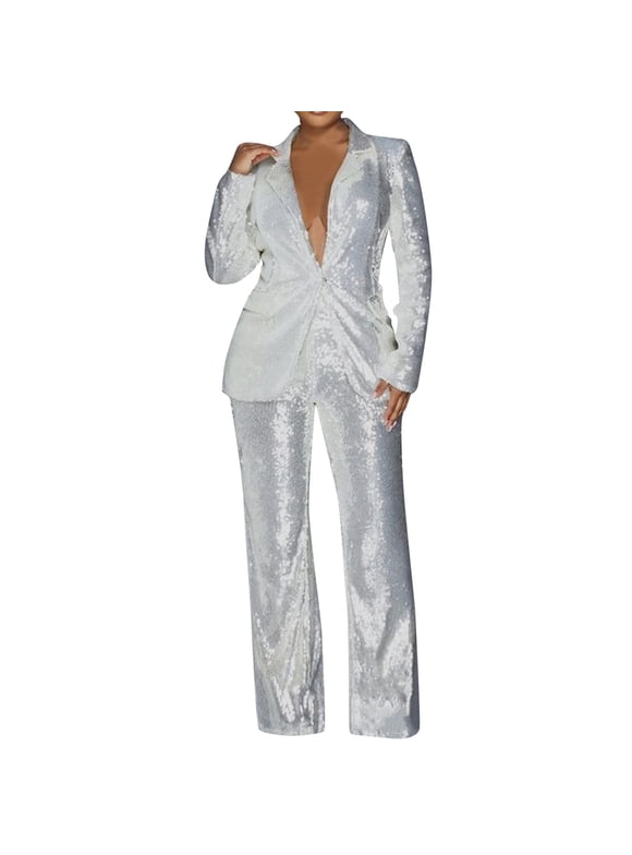 Sequin Pants Suit Plus Size
