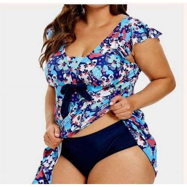 Vbarhmqrt Plus Size Swimwear 2 Piece Bikini Butterfly Print Two Piece