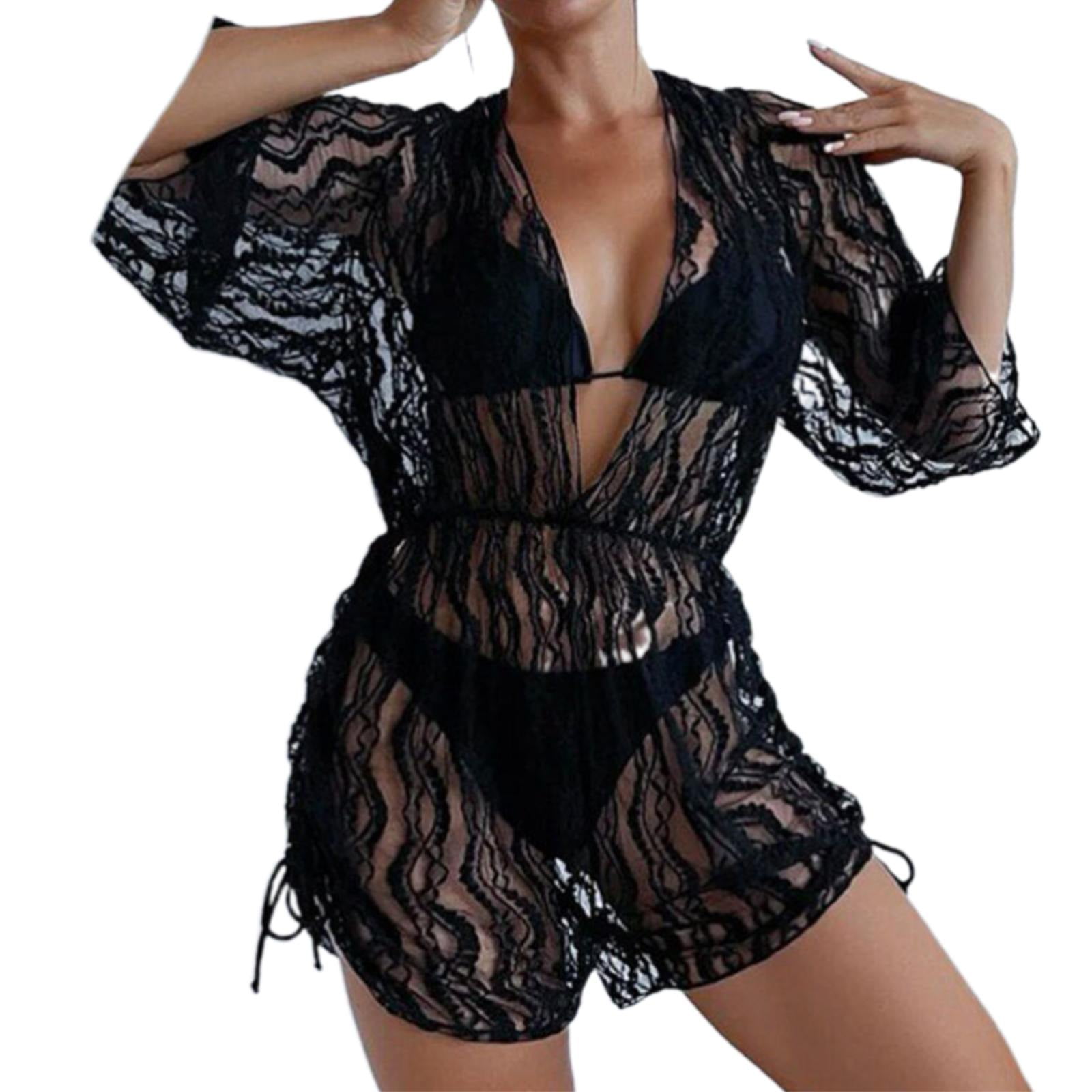 Vbarhmqrt Plus Size Swimwear 2 Piece With Underwire Mesh Bikini Three