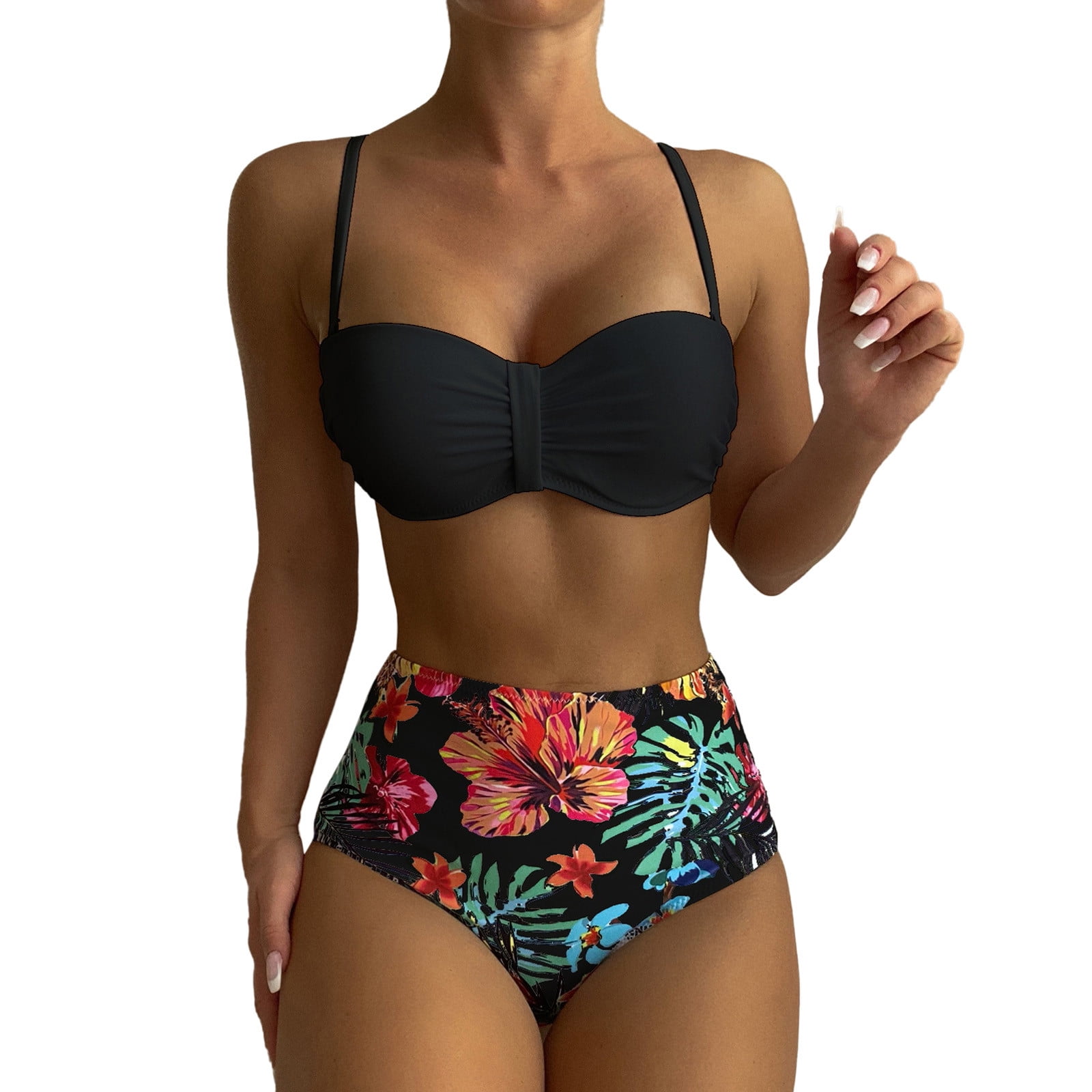 Vbarhmqrt Plus Size Swimwear 2 Piece With Underwire Print Bikinis