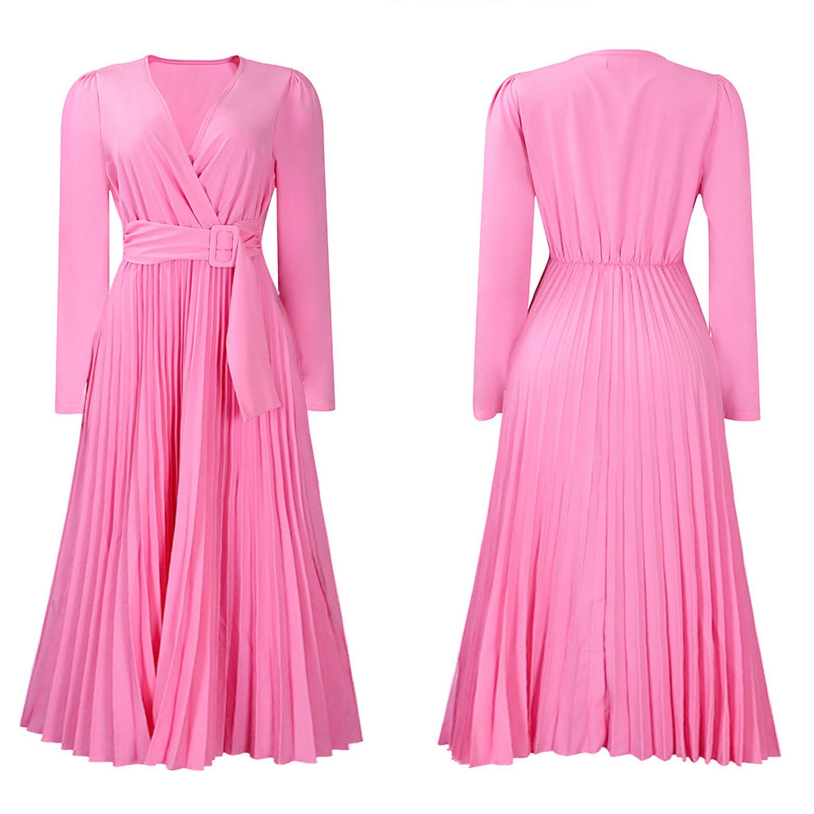 VBARHMQRT Red Dress Women Long Dress Spring Dresses V Neck Long Sleeve ...