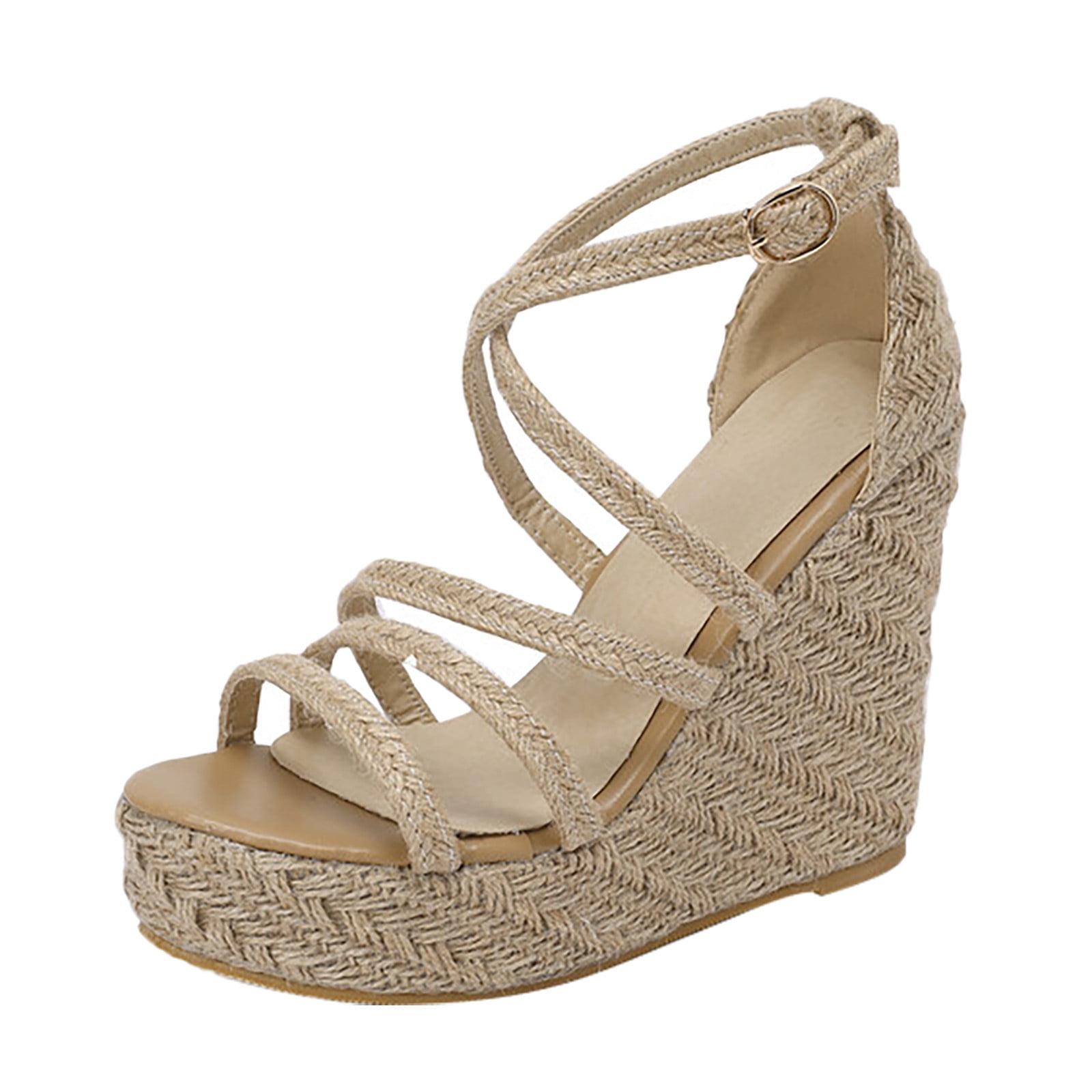 VBARHMQRT Sandals Women 2024 Summer New Korean Edition Slope Heel ...