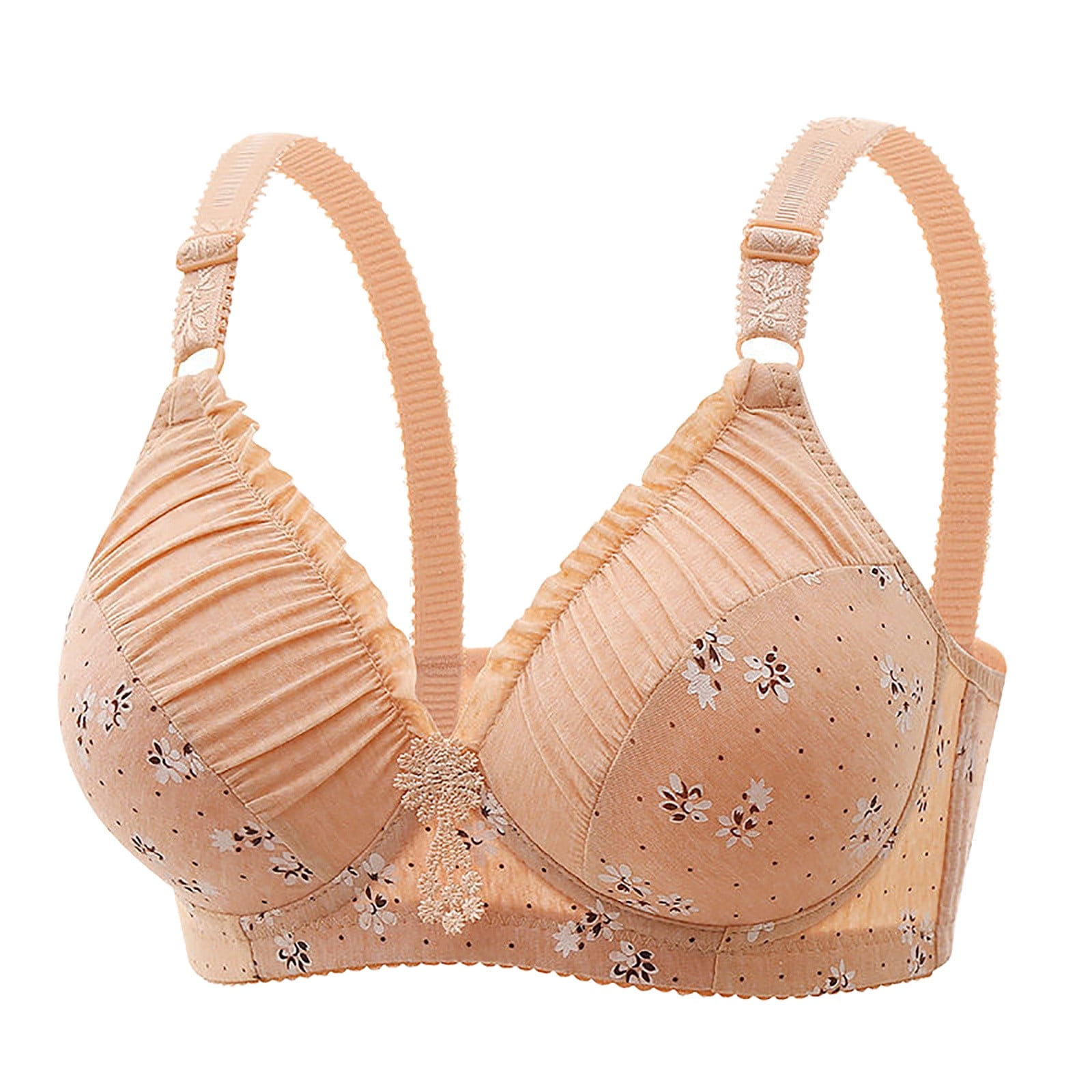 VBARHMQRT Sports Bras for Women Large Bust Thin Wire Bra Sexy Floral ...