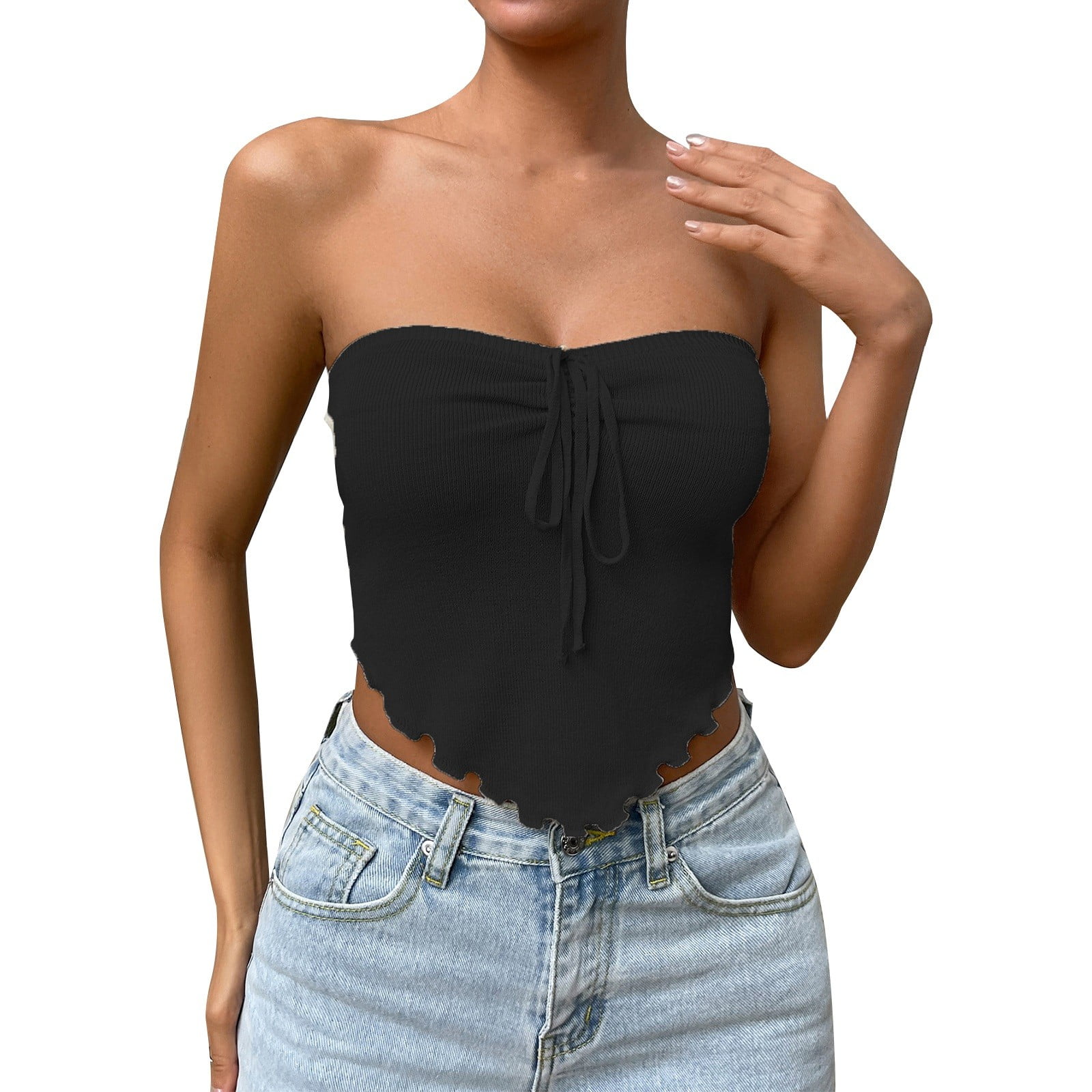 Vbarhmqrt Summer Tank Tops For Women Women Sexy Wooden Ear Edge Hanging
